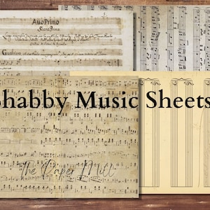Shabby Music Sheets Junk Journal Kit, Grungy Vintage Printable Ephemera ...