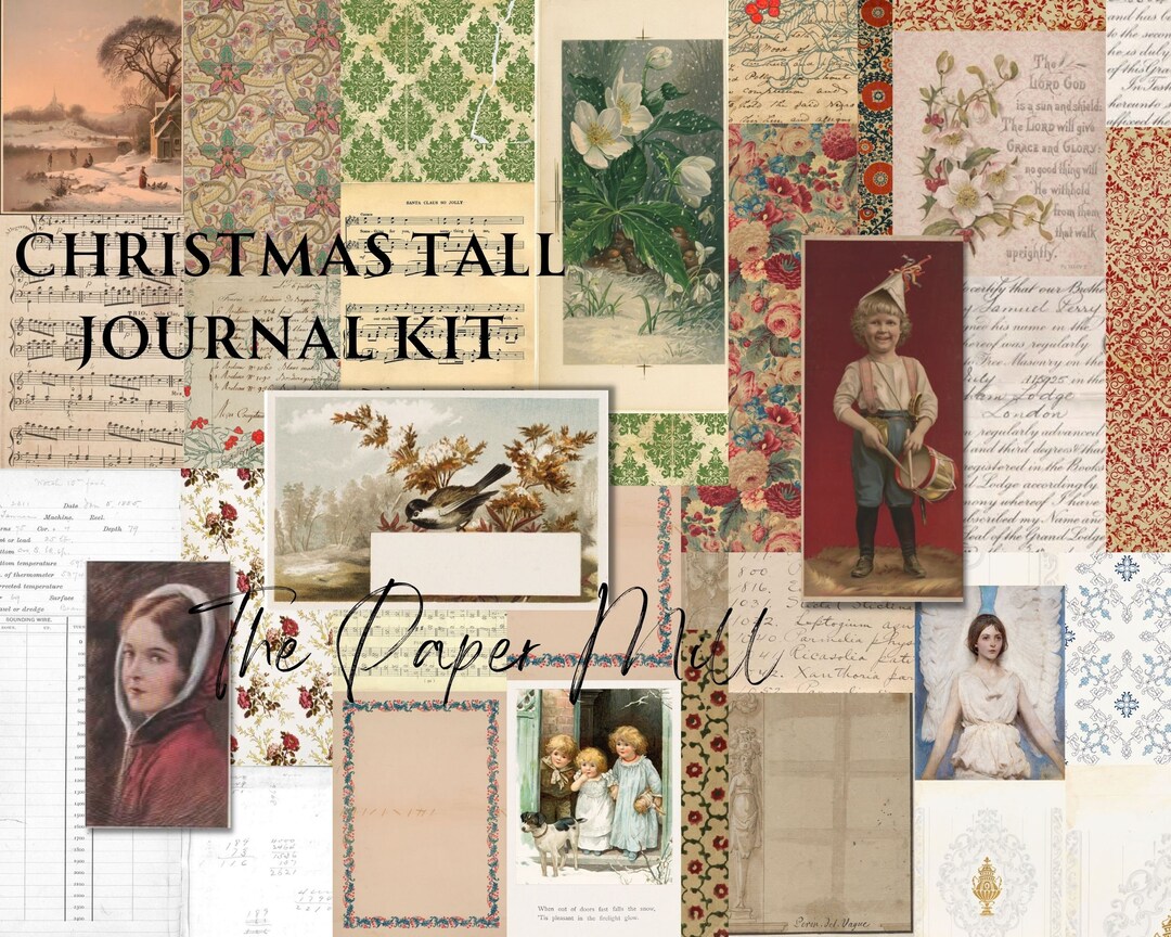 Printable Vintage Christmas Thin Journal Kit, Printable Papers, Digital ...