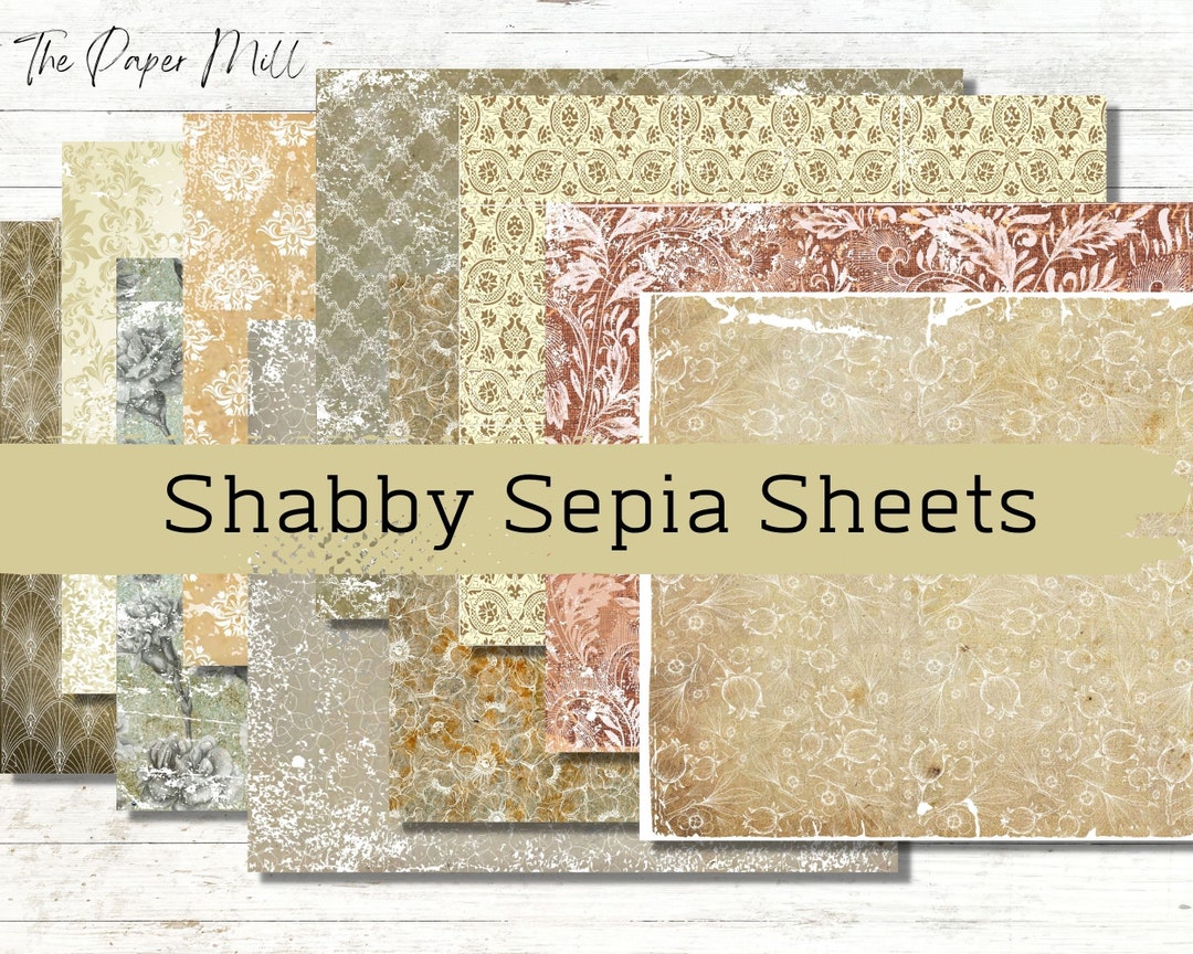 Shabby Sepia Papers Junk Journal Kit, Grungy Vintage Printable Ephemera ...
