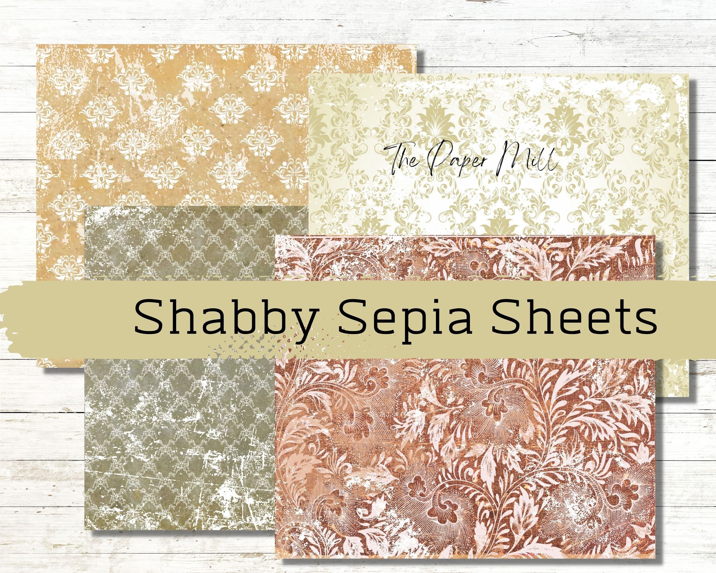 Shabby Sepia Papers Junk Journal Kit, Grungy Vintage Printable Ephemera ...