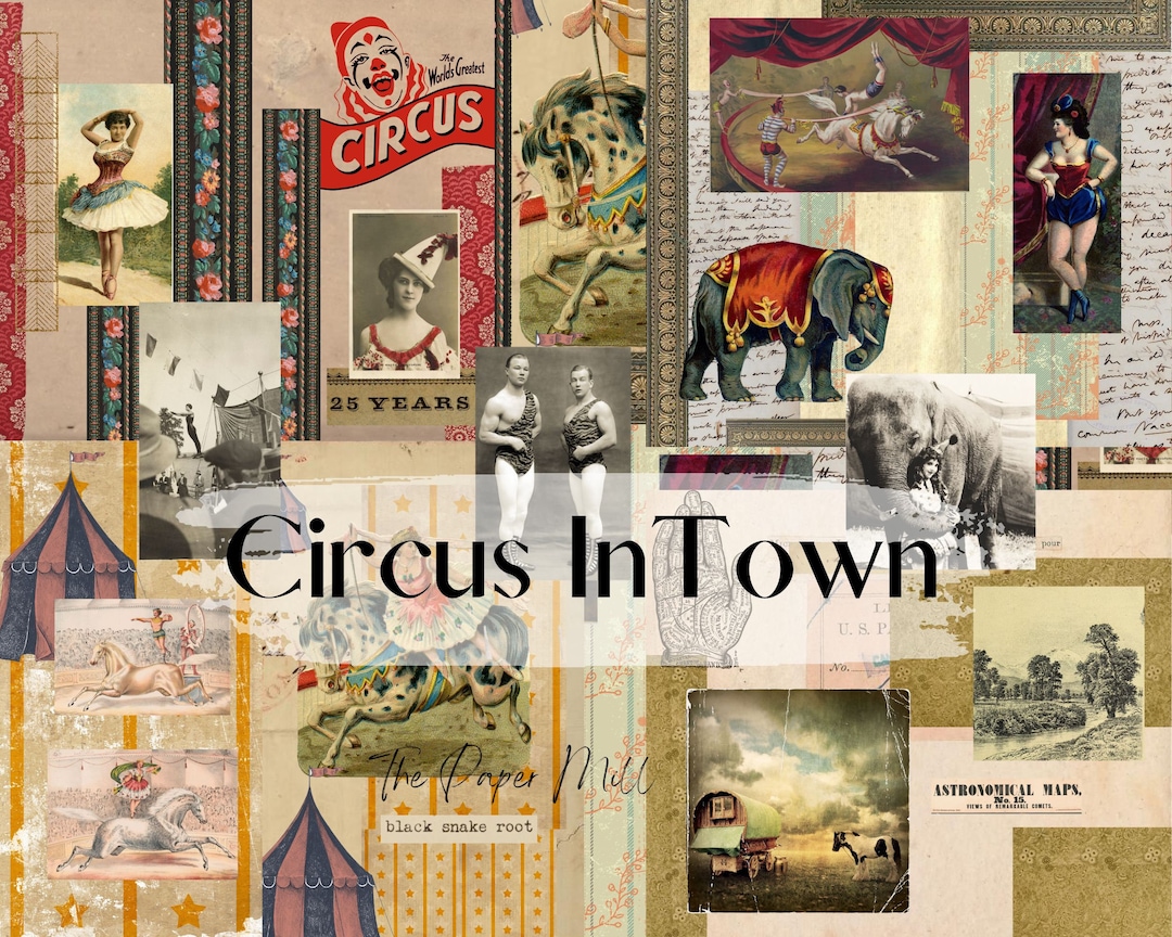 Digital Journal Kit, Circus in Town, Vintage Circus Themed Journal ...