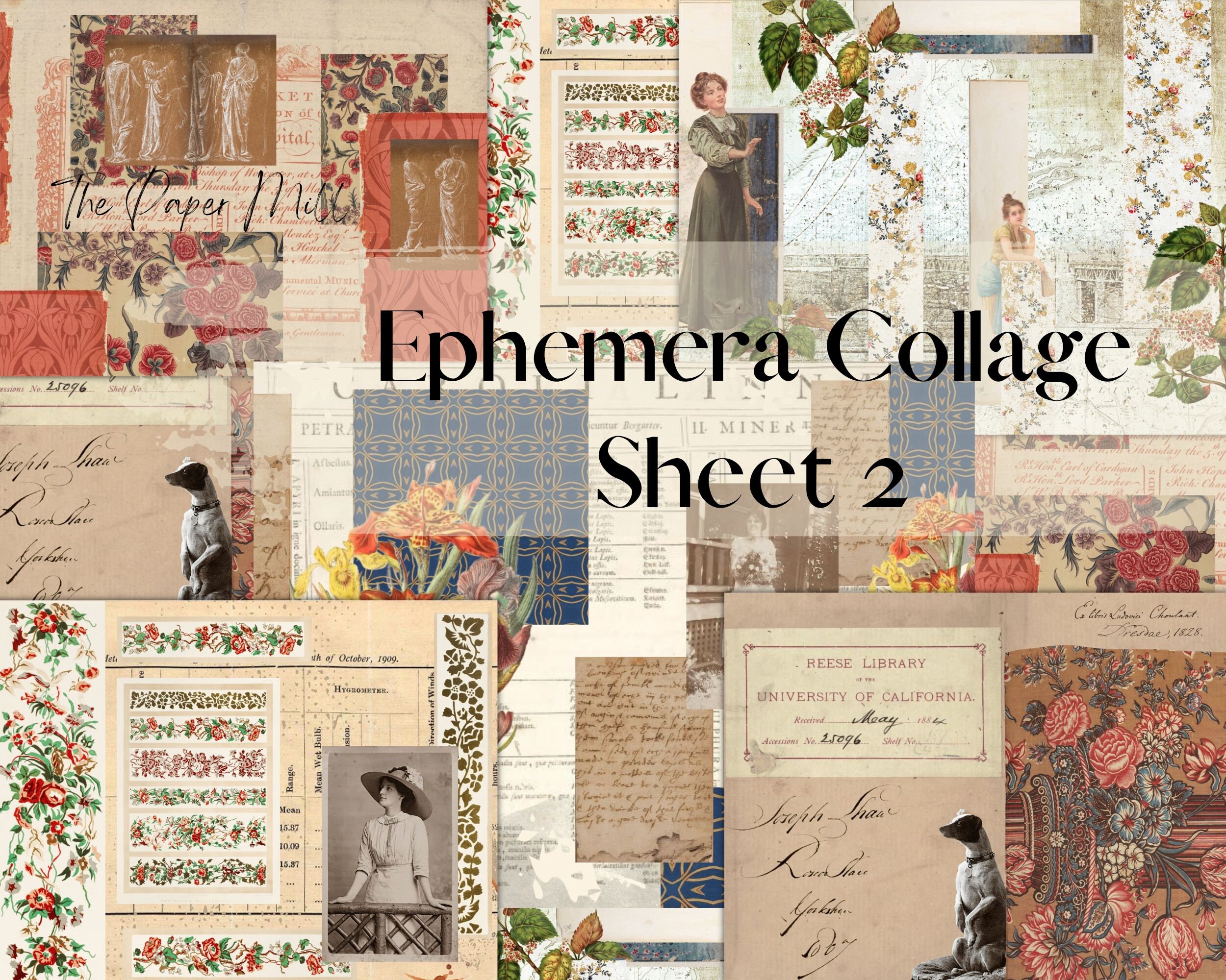 Ephemera Collage Printable Collection Digital Download Antique Papers ...