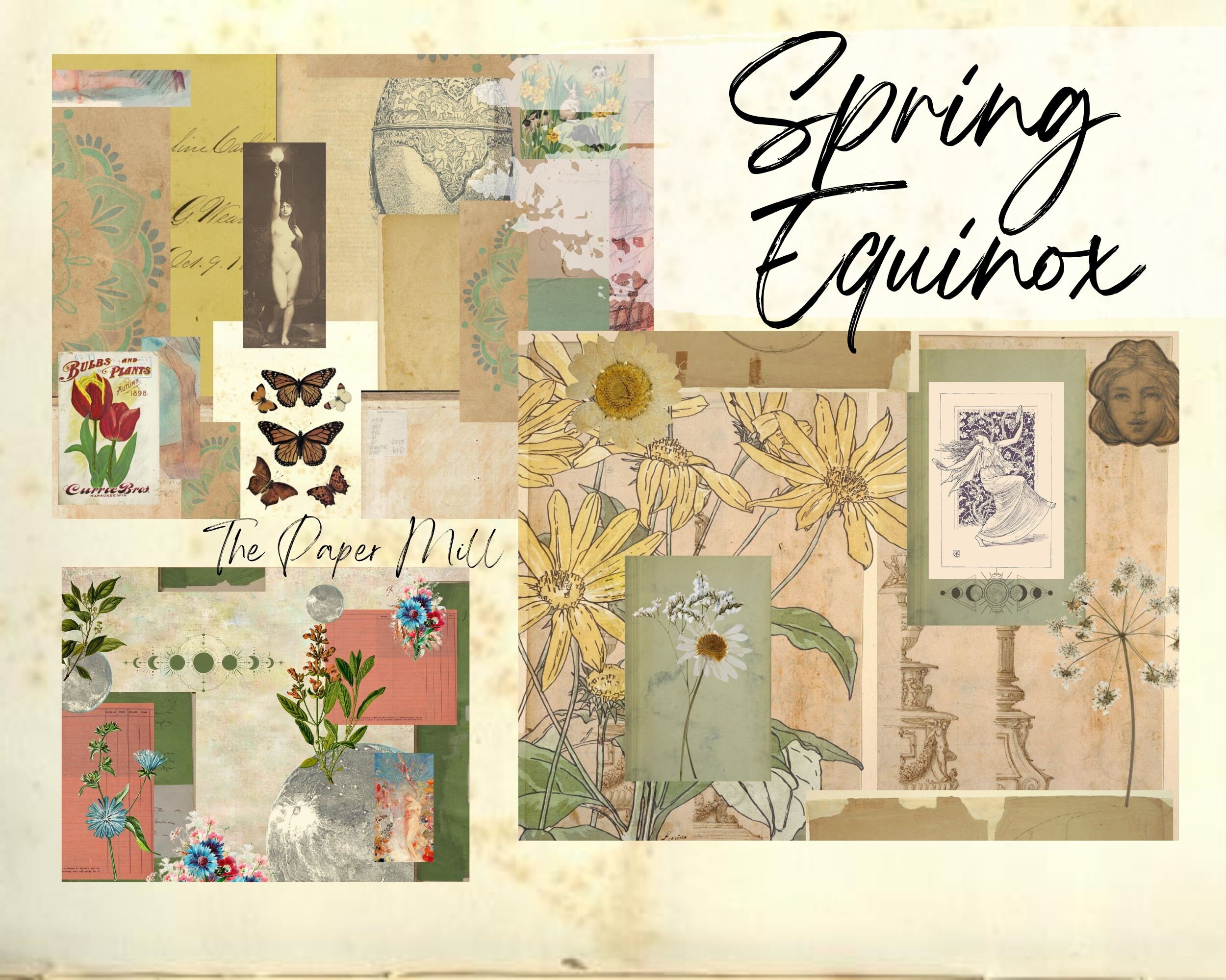 Spring Equinox Journal, Printable, Digital Download, Collage Sheet ...