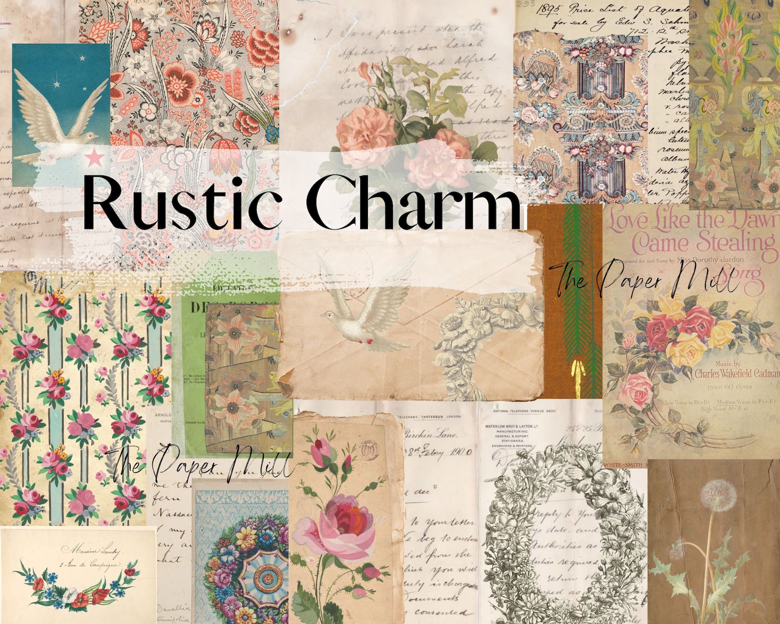 Vintage Rustic Printable Collection - Digital Download - Antique Papers ...