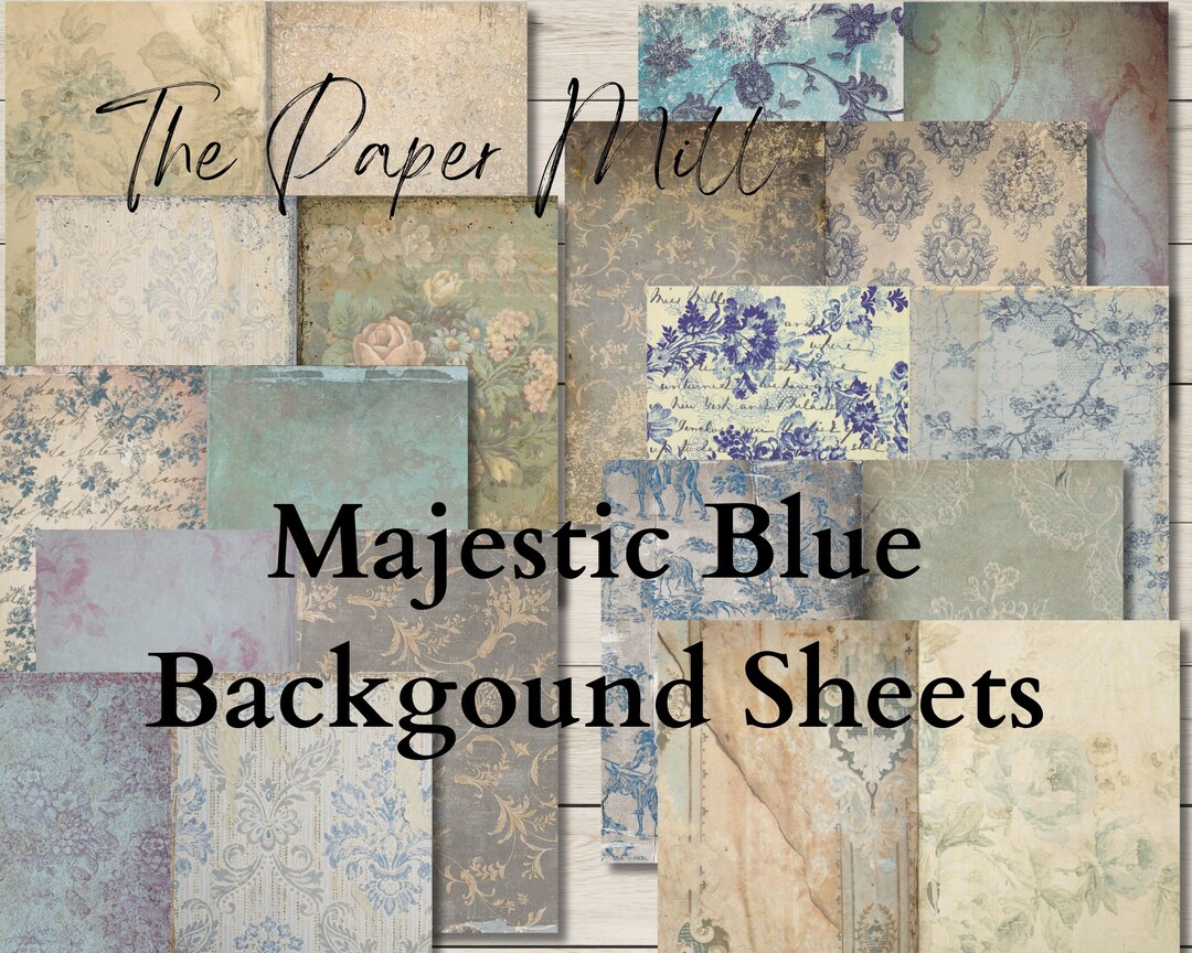Digital Junk Journal Majestic Blue Double Background Papers, Grungy ...