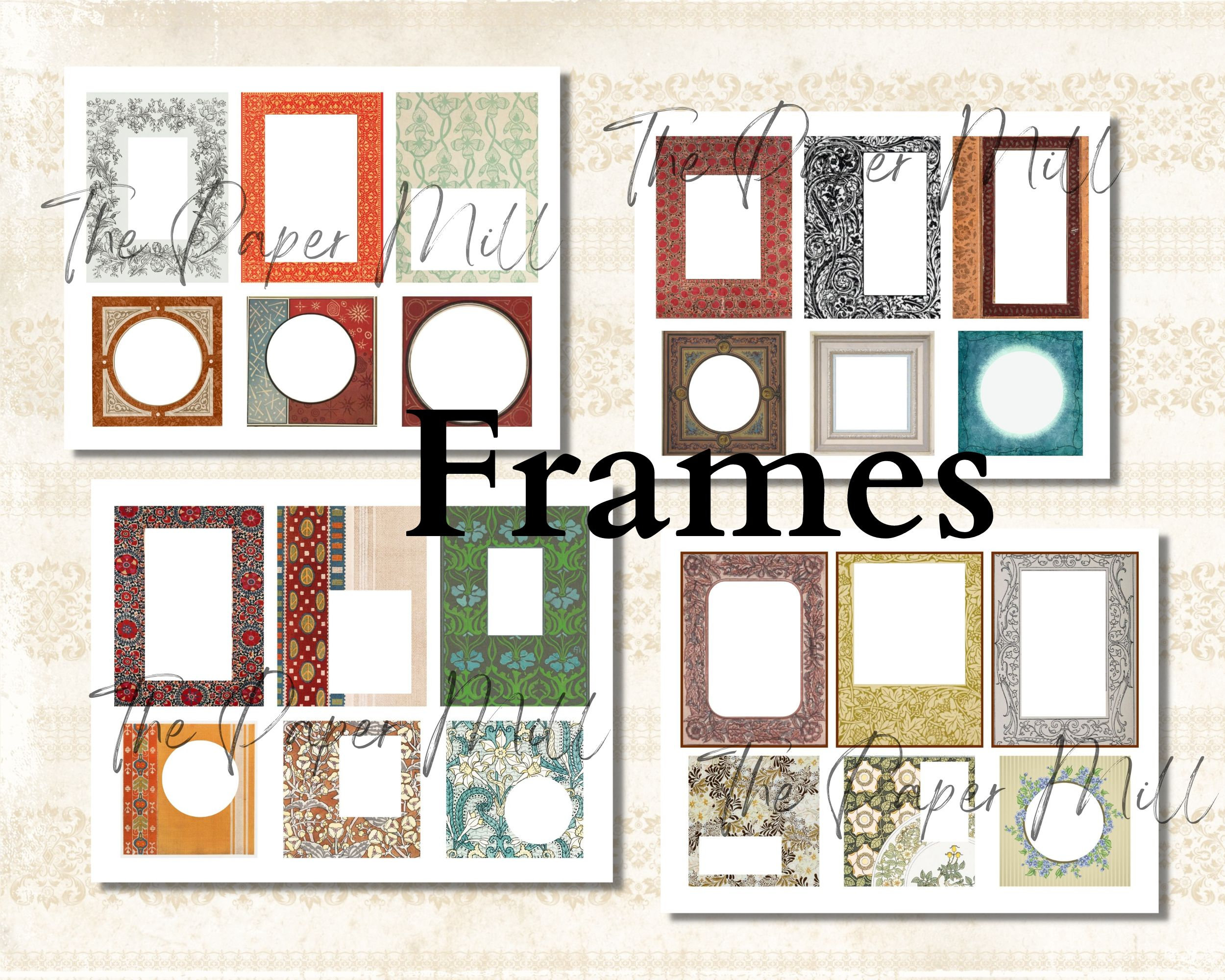 Digital Junk Journal Papers, Journal Frames Collection - Digital ...