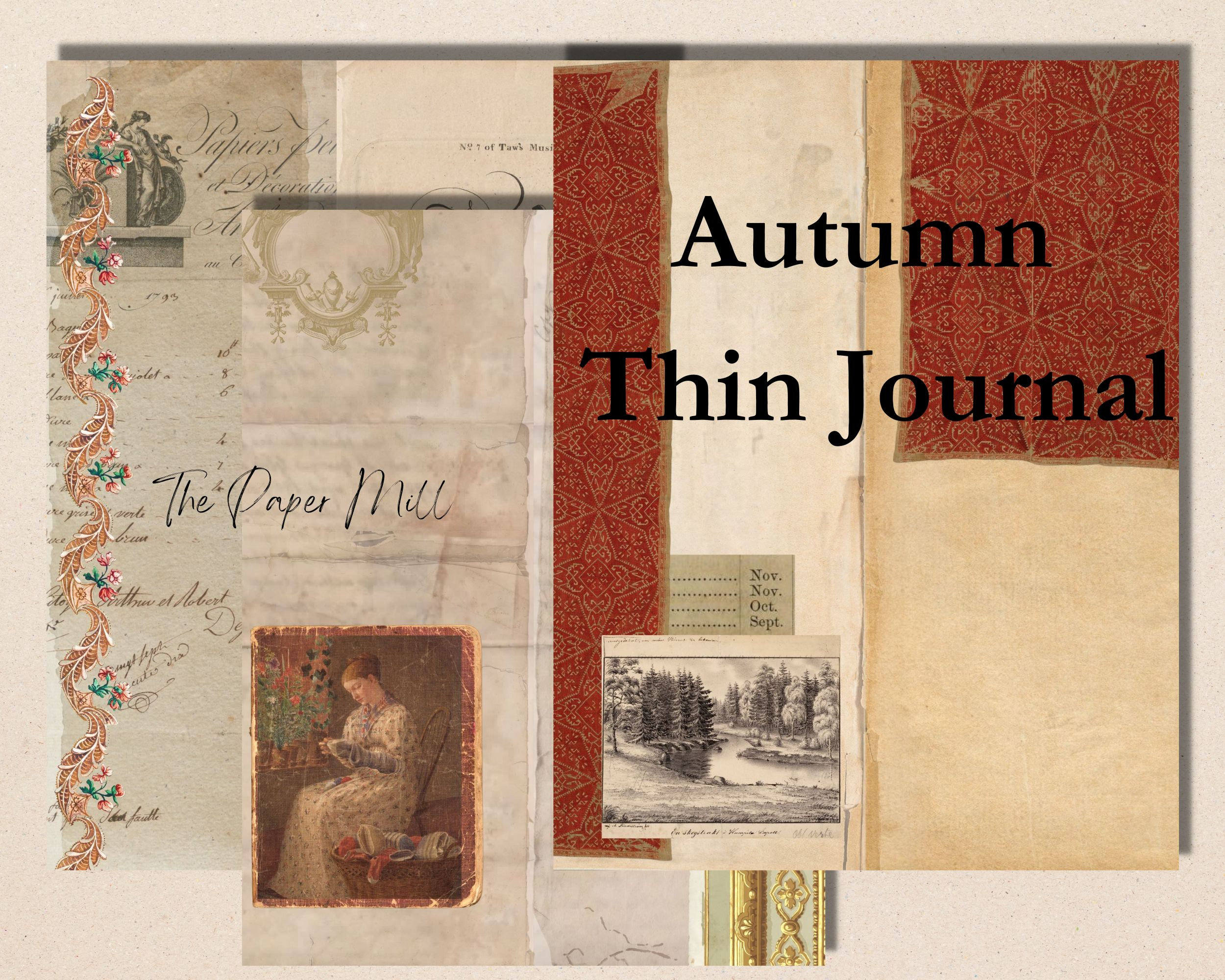 Printable Fall Autumn Thin Journal Kit, Printable Papers, Digital ...