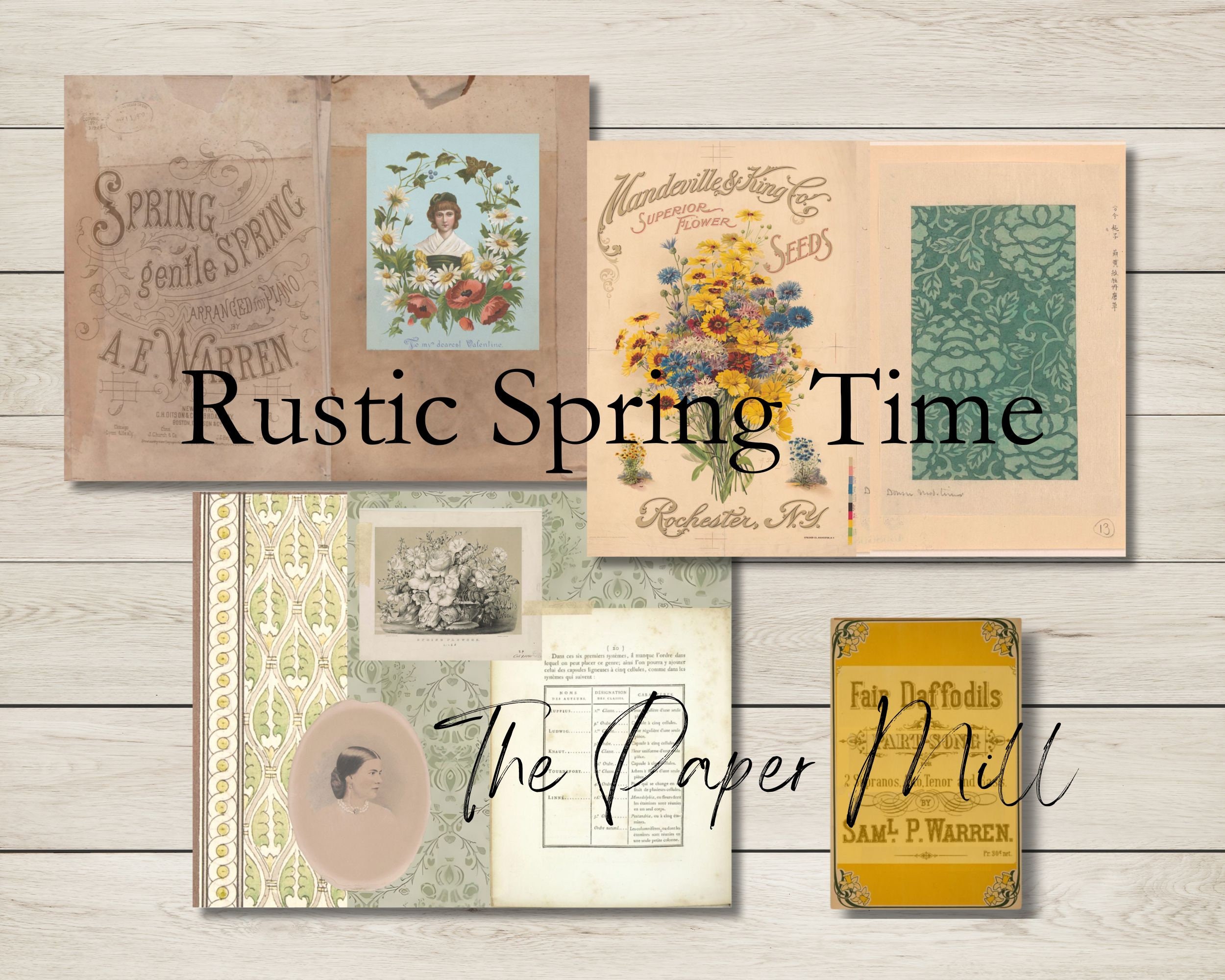 Vintage Rustic Spring Time Printable Collection - Digital Download ...