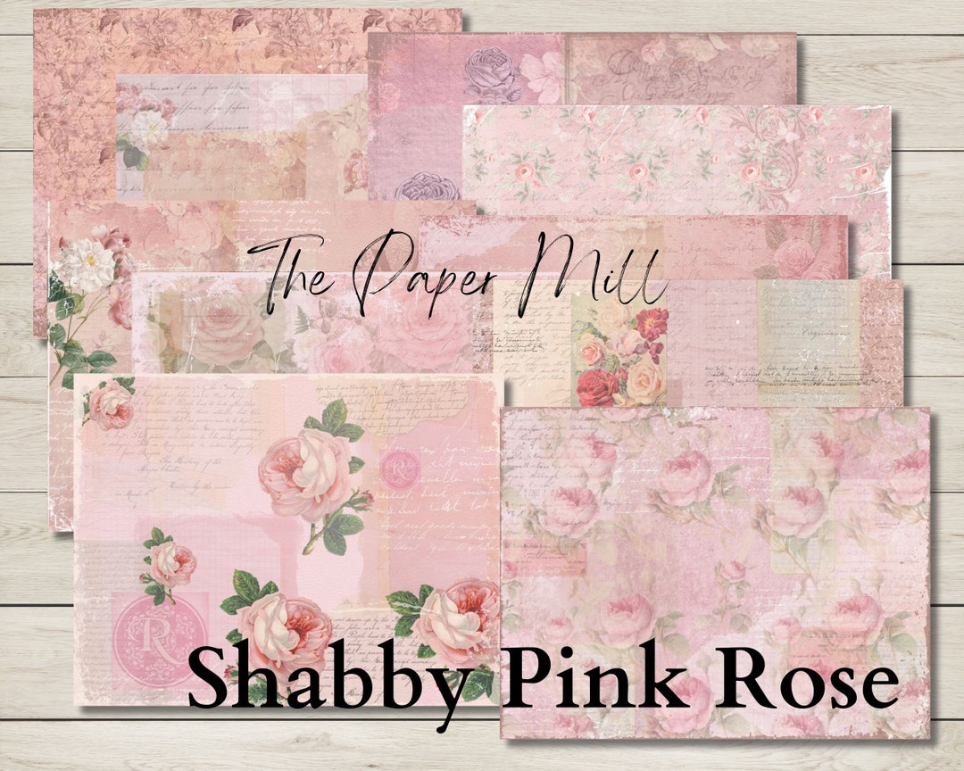 Shabby Pink Rose Printable Collection Floral Pages Digital Download ...