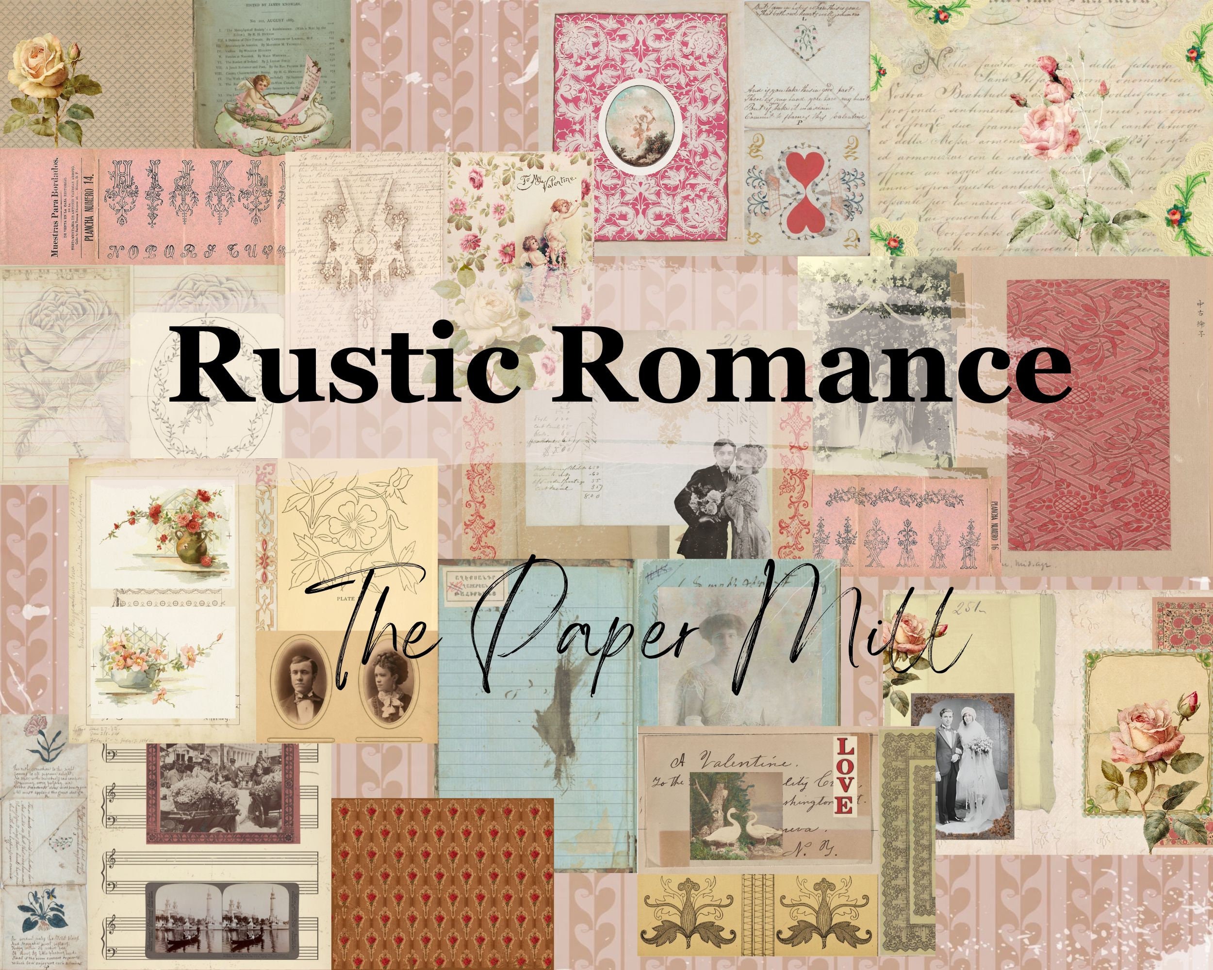 Rustic Romance Printable Collection Digital Download Antique Papers ...