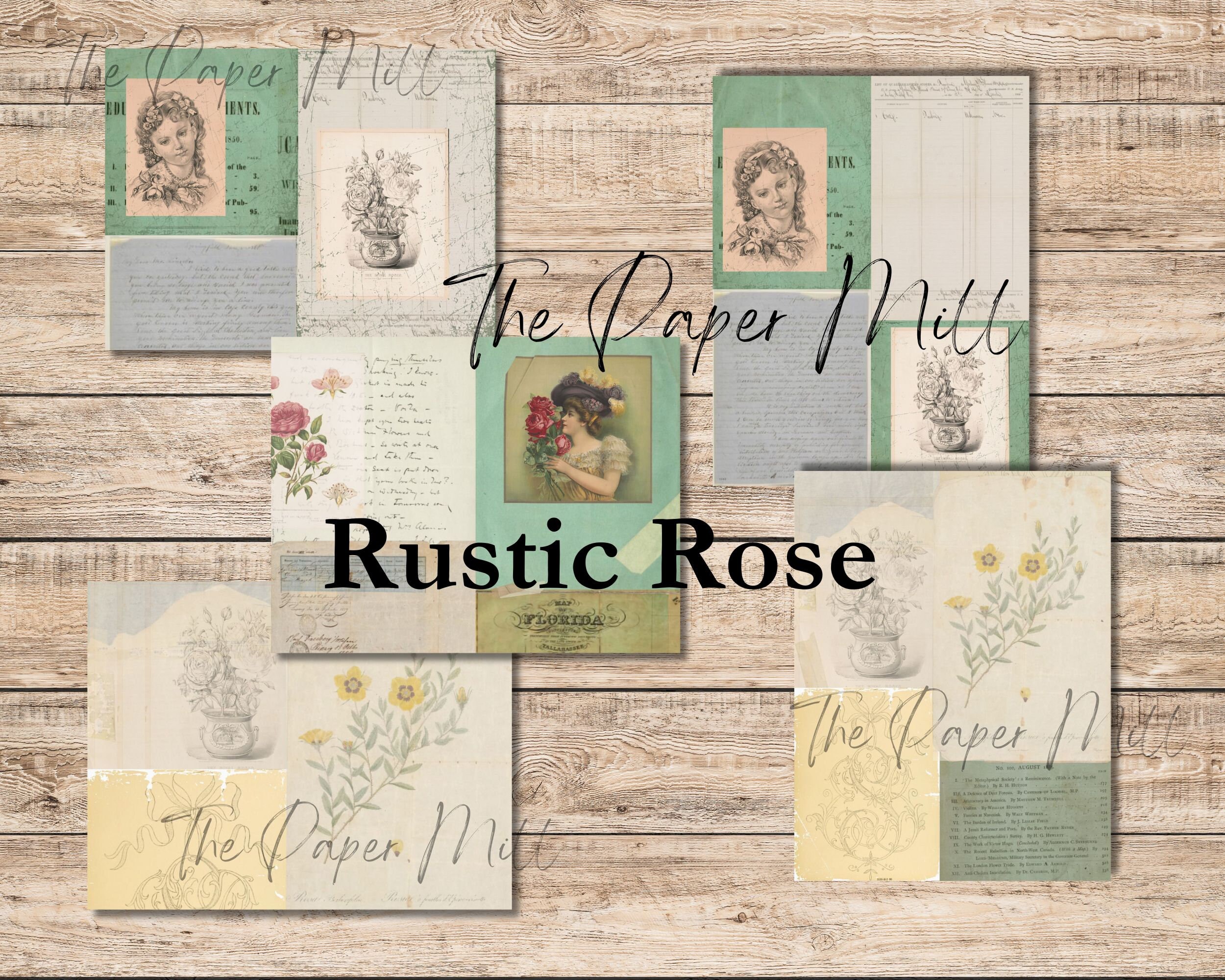 Vintage Rustic Rose Printable Collection - Digital Download - Antique ...