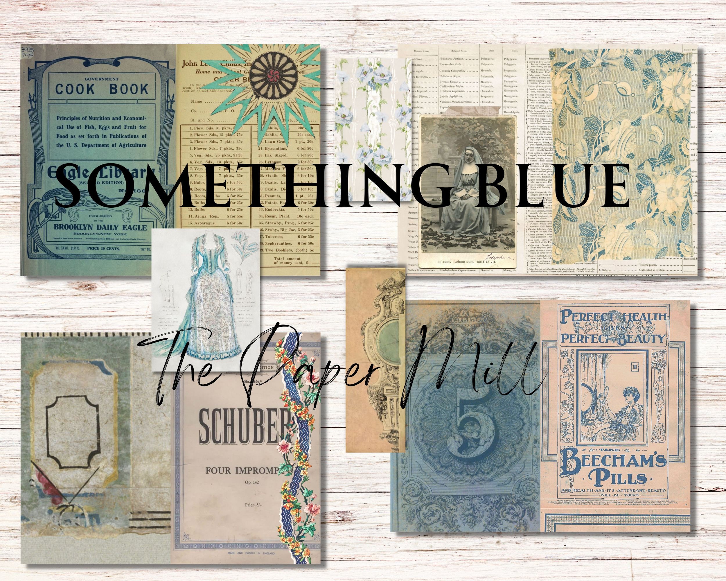 Vintage Something Blue Journal, Printable, Digital Download, Collage ...
