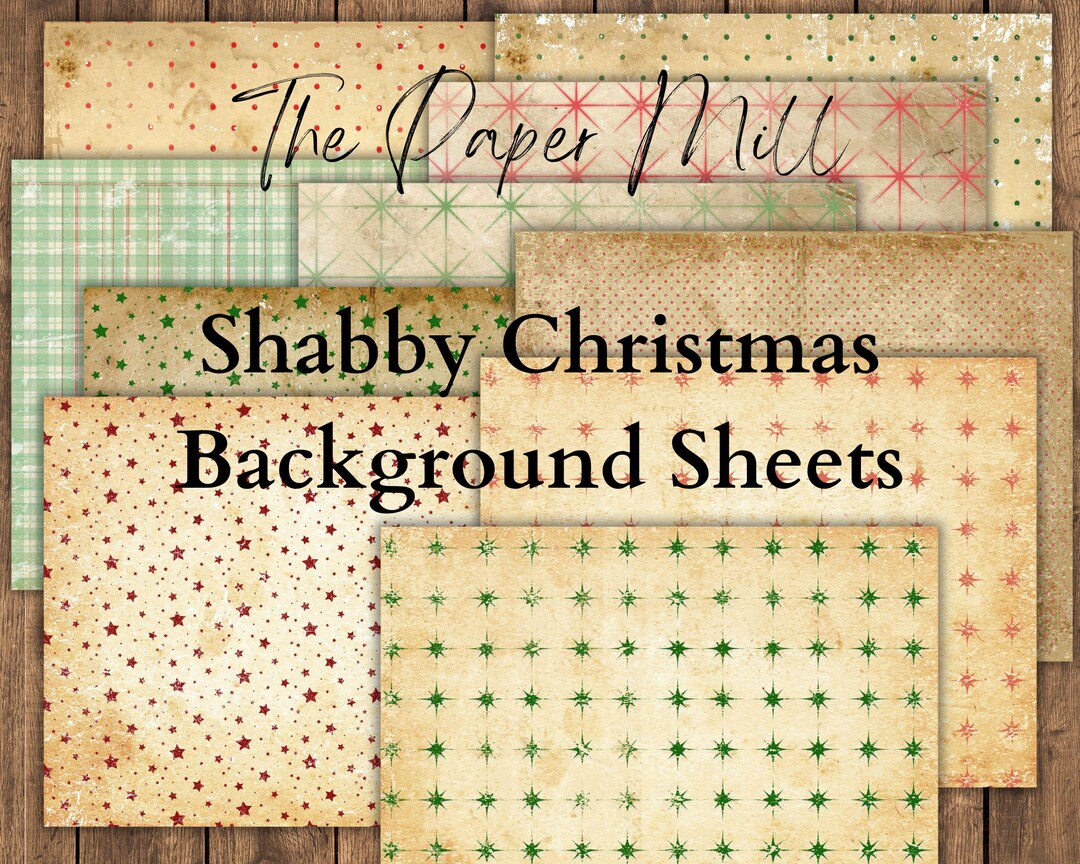 Shabby Christmas Background Papers, Vintage Christmas, Digital Paper ...