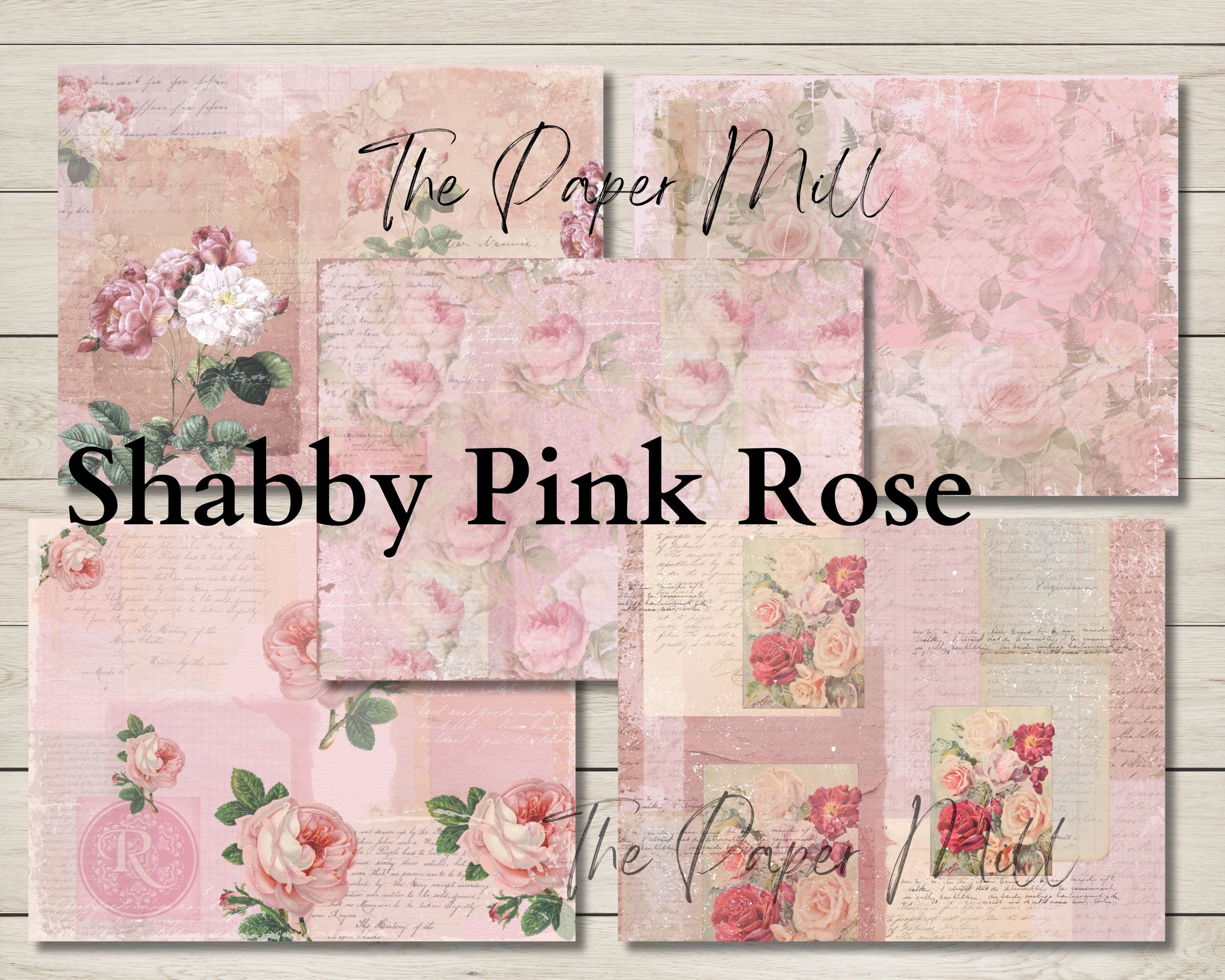 Shabby Pink Rose Printable Collection - Floral Pages- Digital Download ...