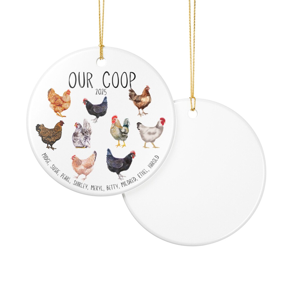 Personalized Chicken Decor, Ceramic Ornament, Backyard Chickens Gift ...