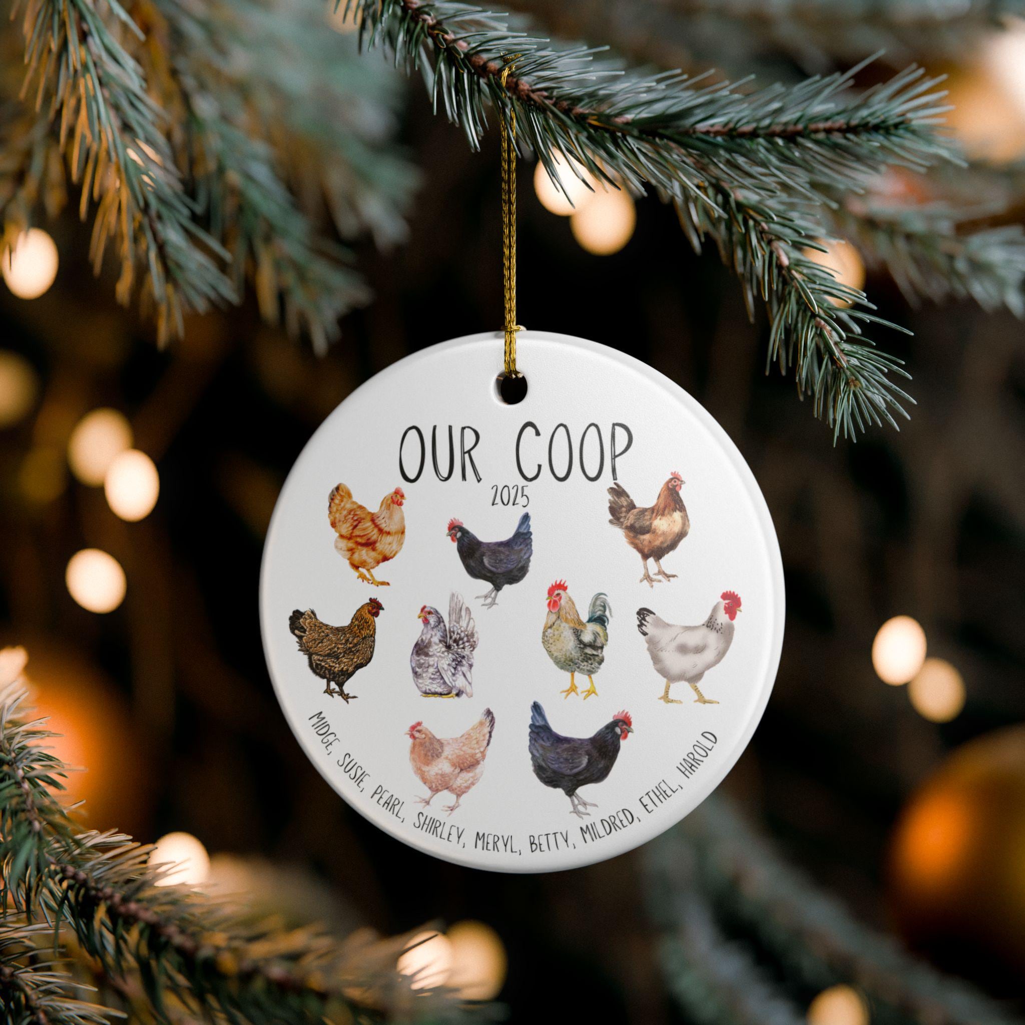 Personalized Chicken Decor, Ceramic Ornament, Backyard Chickens Gift ...