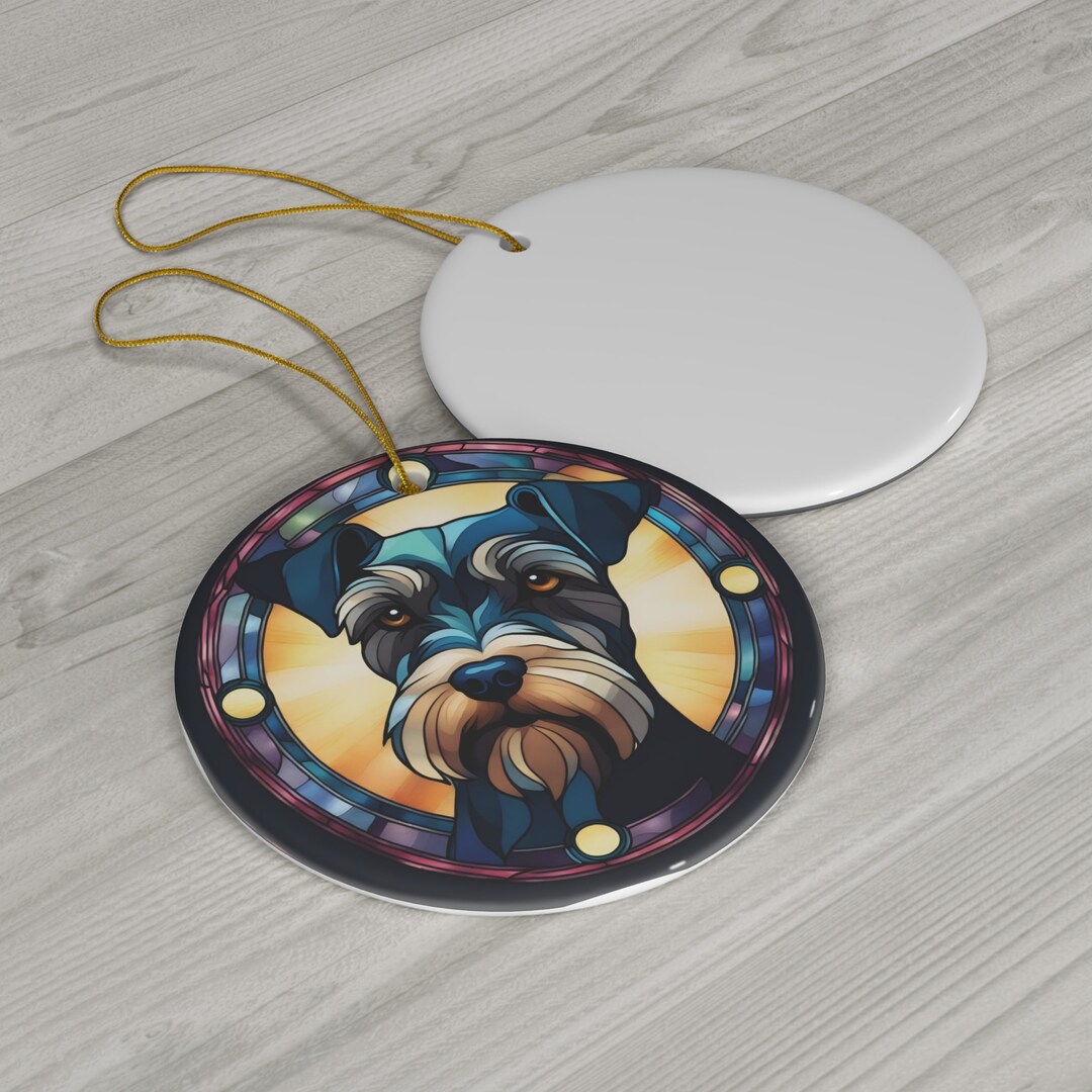Custom Stained Glass Schnauzer Ceramic Holiday Ornament - Etsy