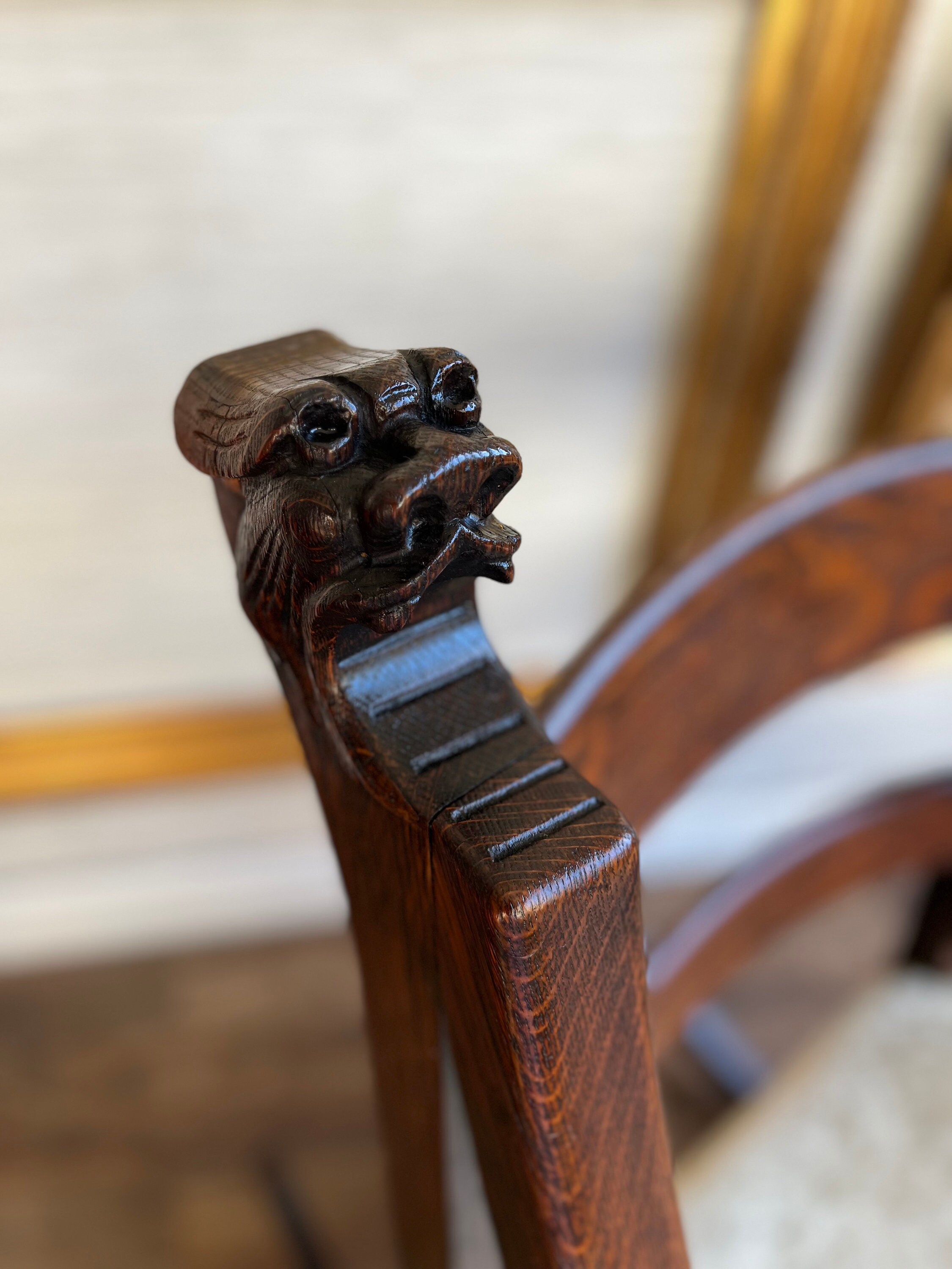 Antique Victorian Era Grotesque Hand Carved Oak Rocking Chair - Etsy