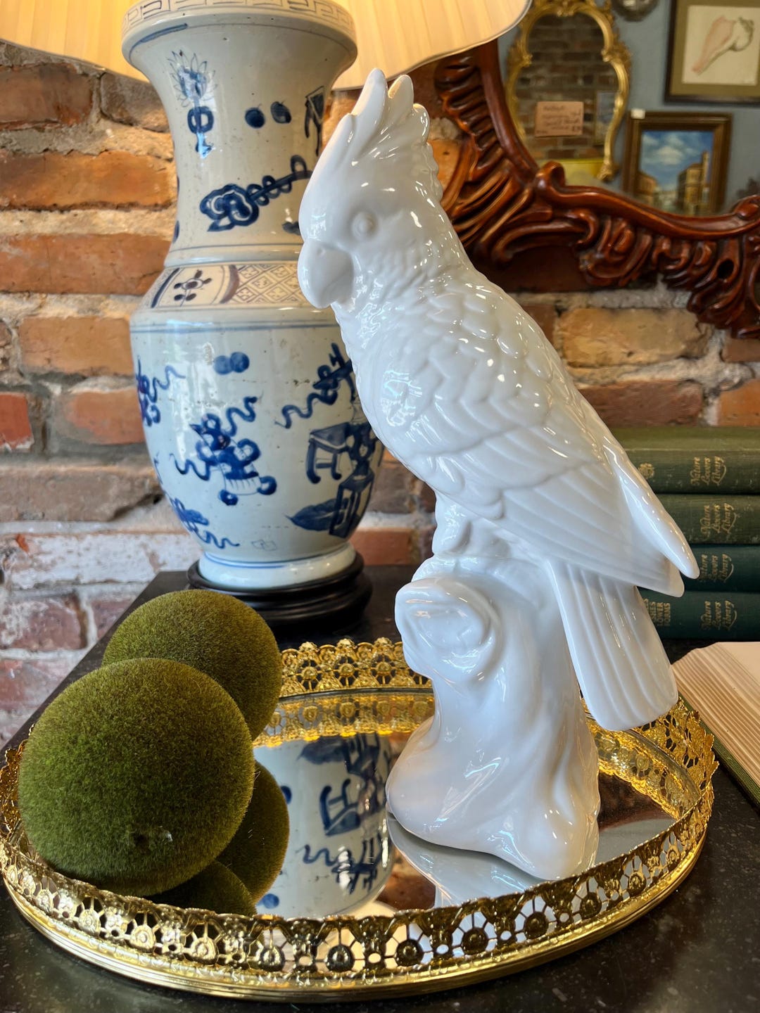 Vintage White Porcelain Cockatoo Statue – Elegant Mid-century Bird ...