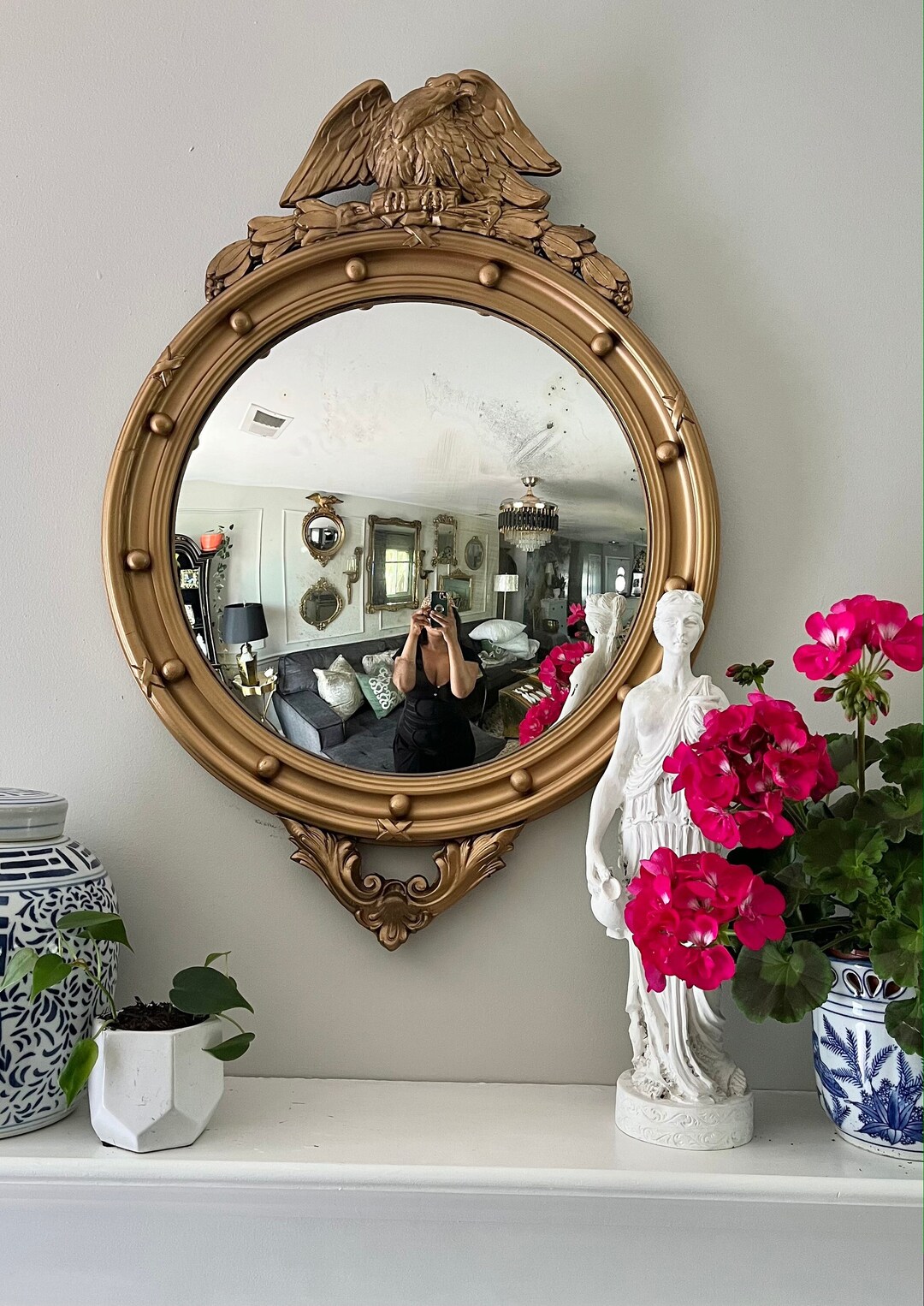 Antique Federalist Eagle Hand Carved Bullseye Gilt Wood Mirror - Etsy