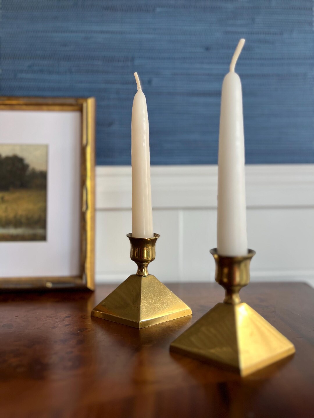 Vintage Brass Pyramid Candlestick Holders – Made in Japan - Etsy