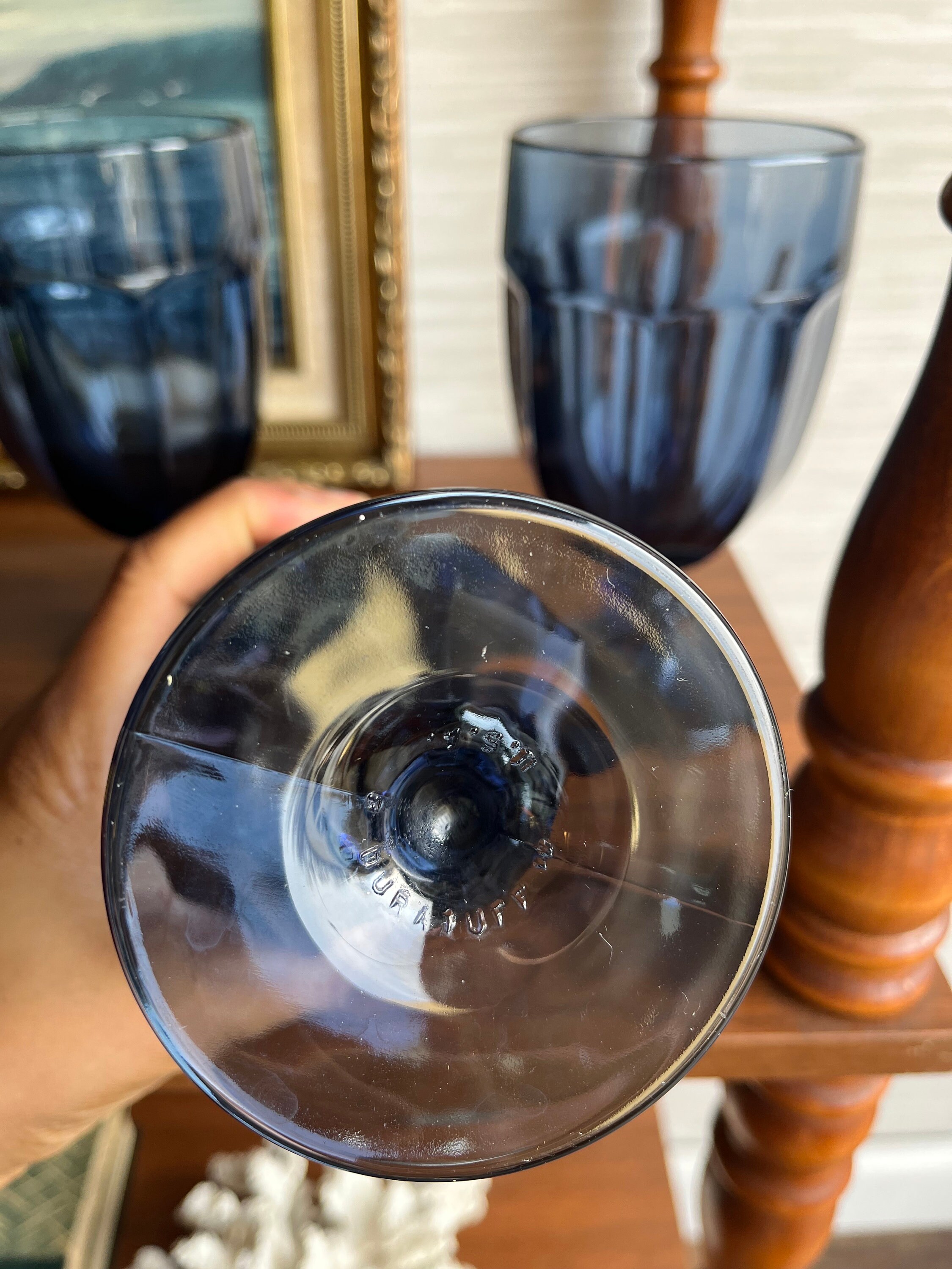 Vintage Libbey Duratuff Blue Water Goblet Tablescape Glasses Set of 4 ...