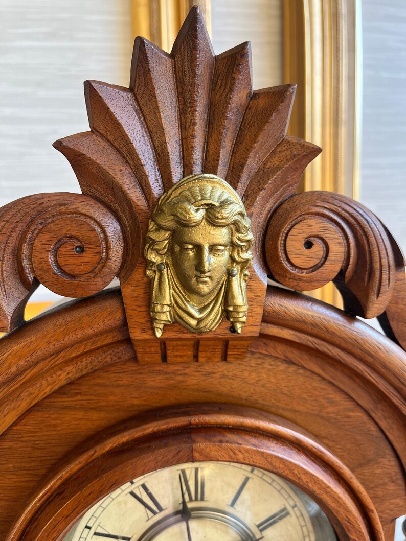 Victorian Ansonia Company Antique 1800s Walnut Brass Mantel Pendulum Clock - Etsy
