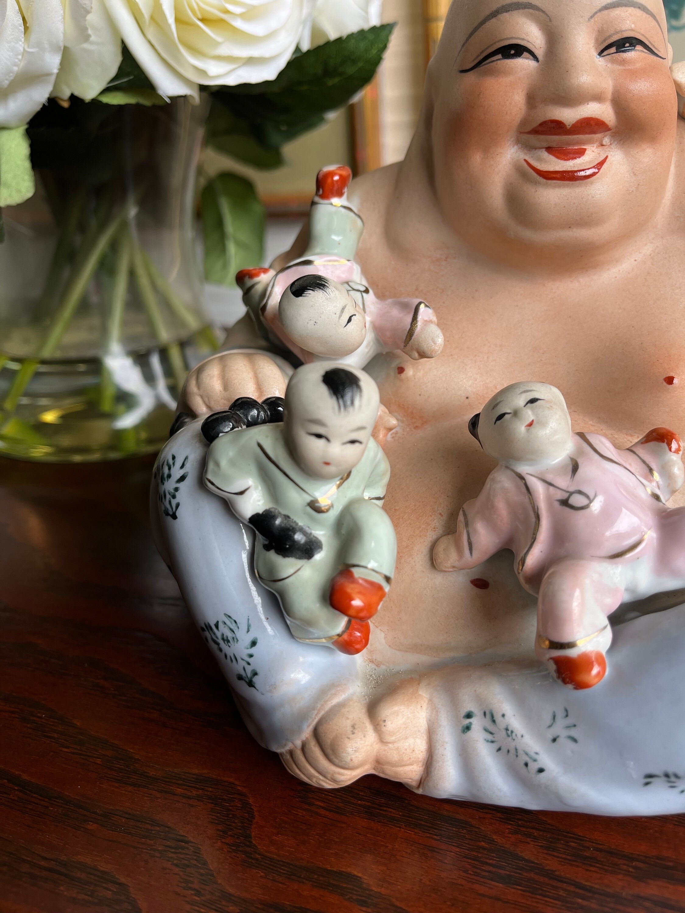 Antique Chinese Porcelain Laughing Buddha With Children Wealth ...