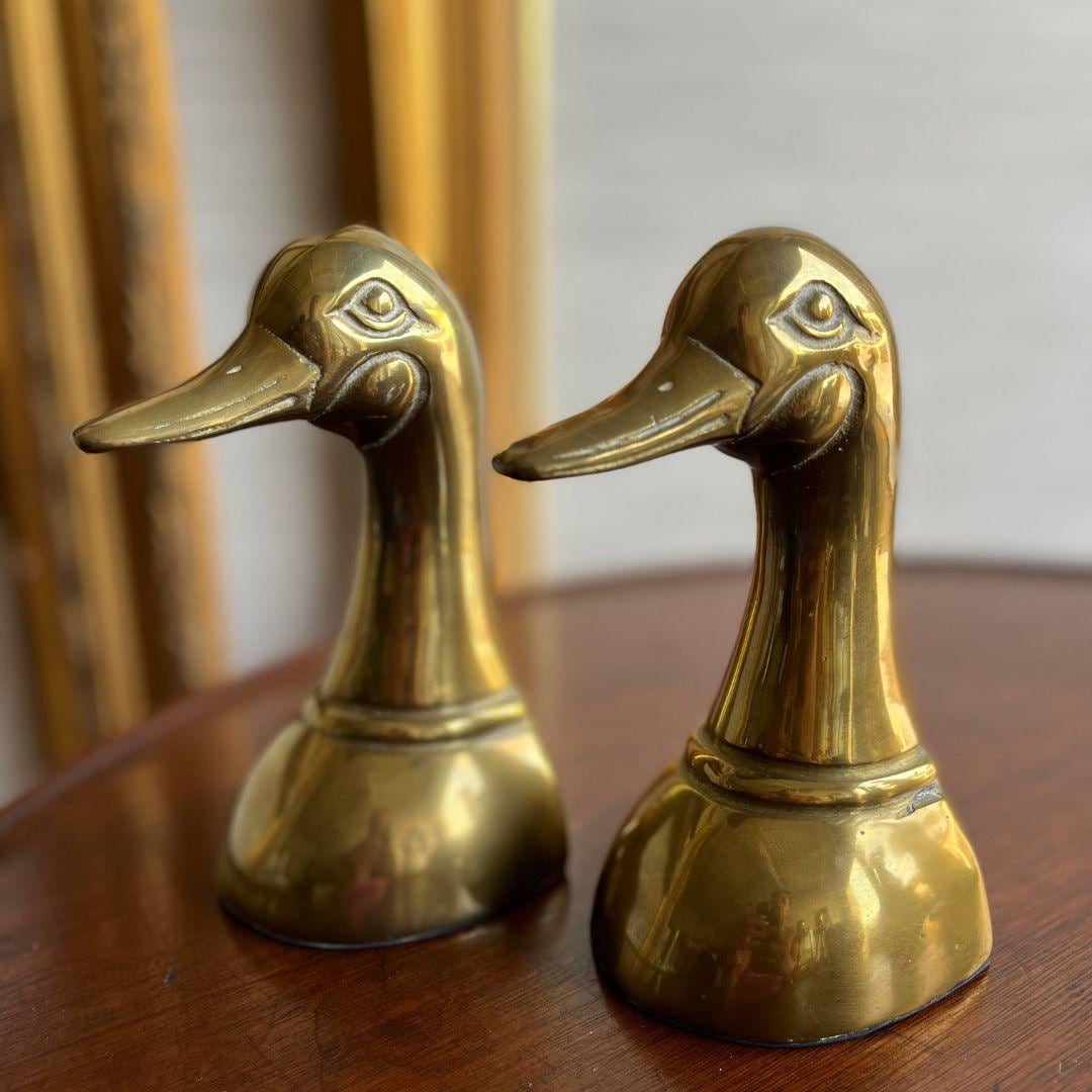 Vintage 1950s Brass Bookends Mallard Duck Head Pair 6" Mid Century Brass Decor - Etsy