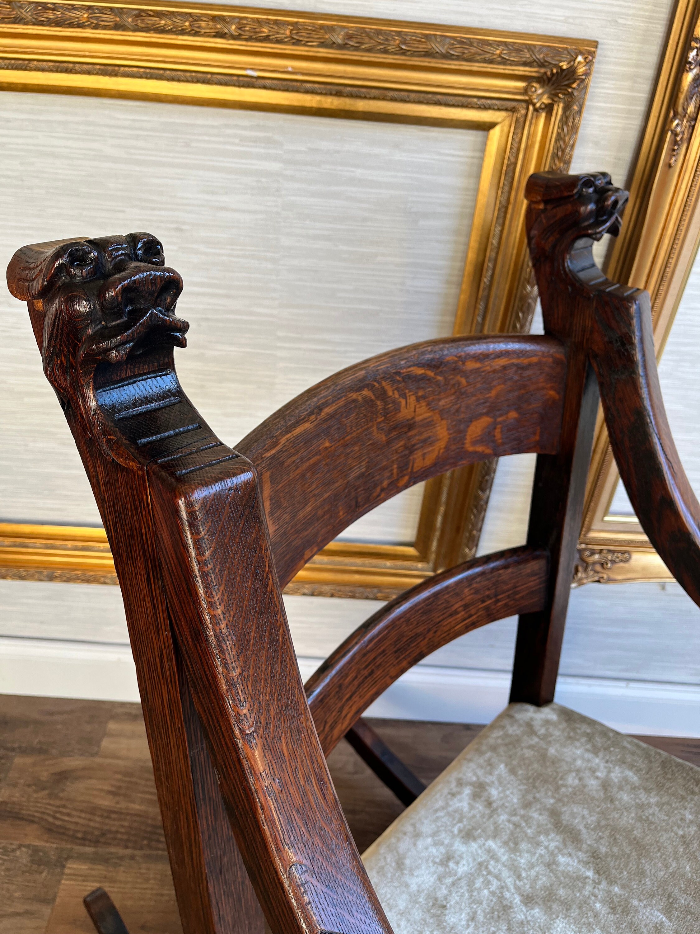 Antique Victorian Era Grotesque Hand Carved Oak Rocking Chair - Etsy