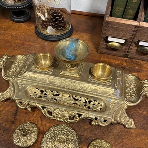 Vintage Maitland Smith Brass Ink Well Desk Set - Etsy