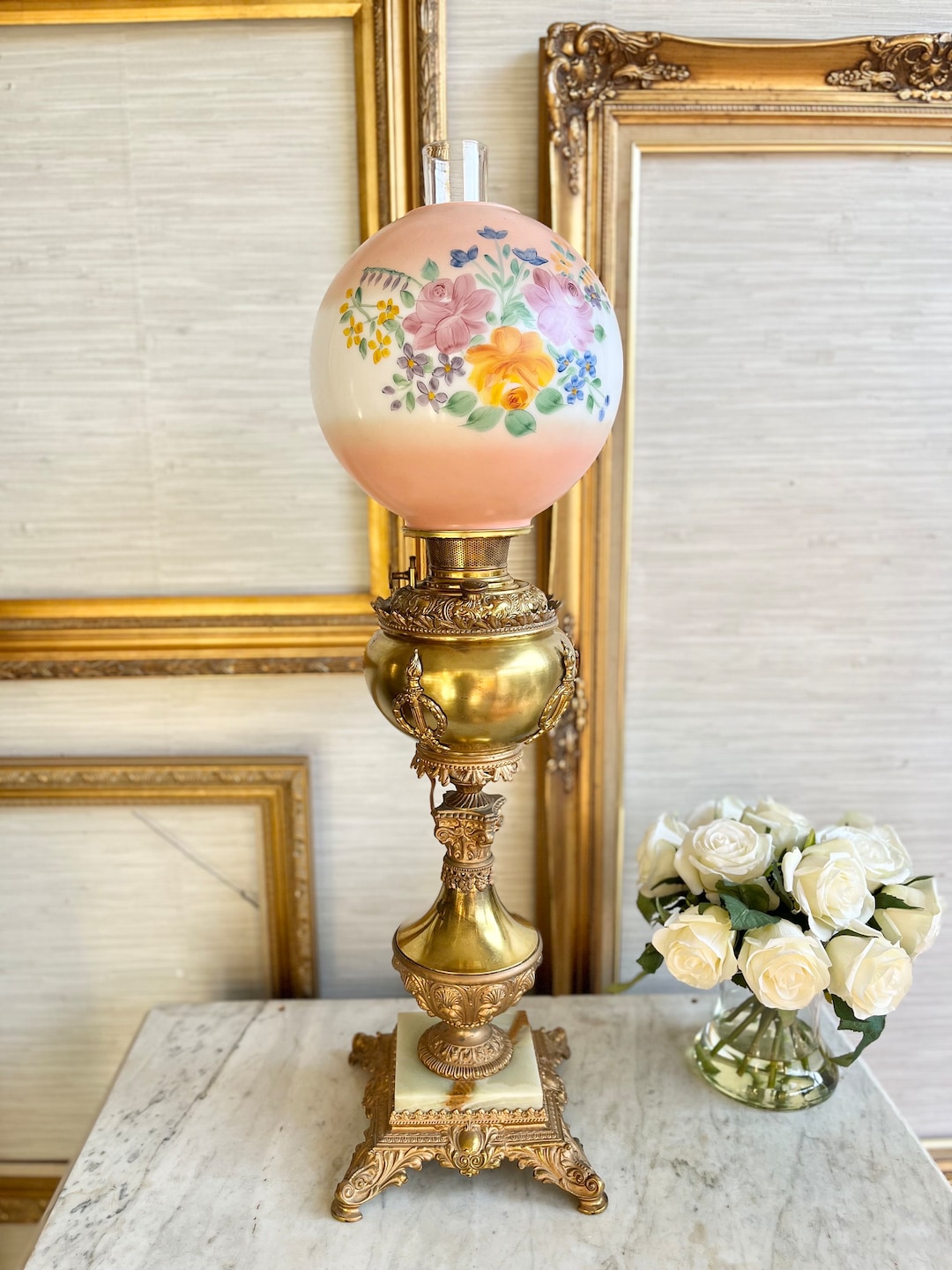 Antique Victorian Bradley & Hubbard Parlor Brass Banquet Gone With the ...