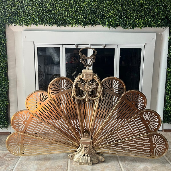 Brass Peacock Fireplace Screen - Etsy