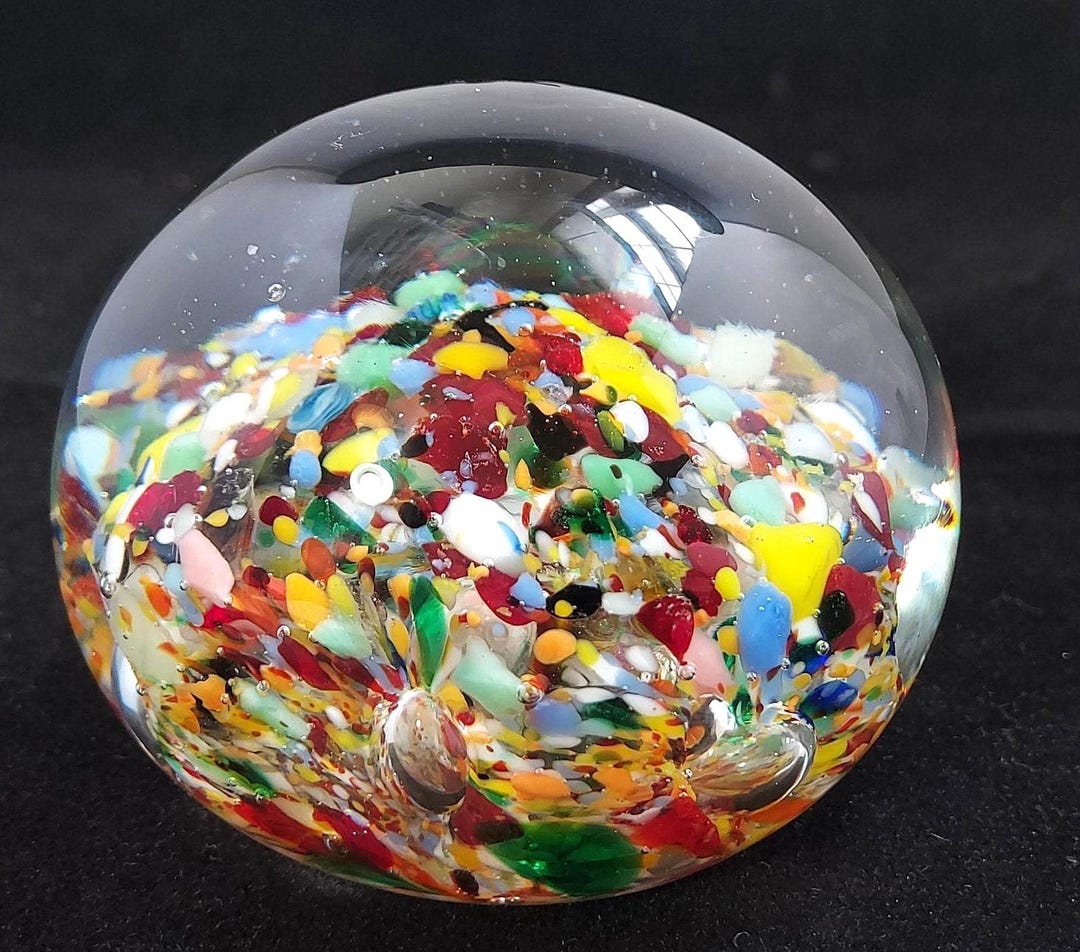 1982 Kent Helms Hand Blown Art Glass Paperweight Signed - Confetti ...