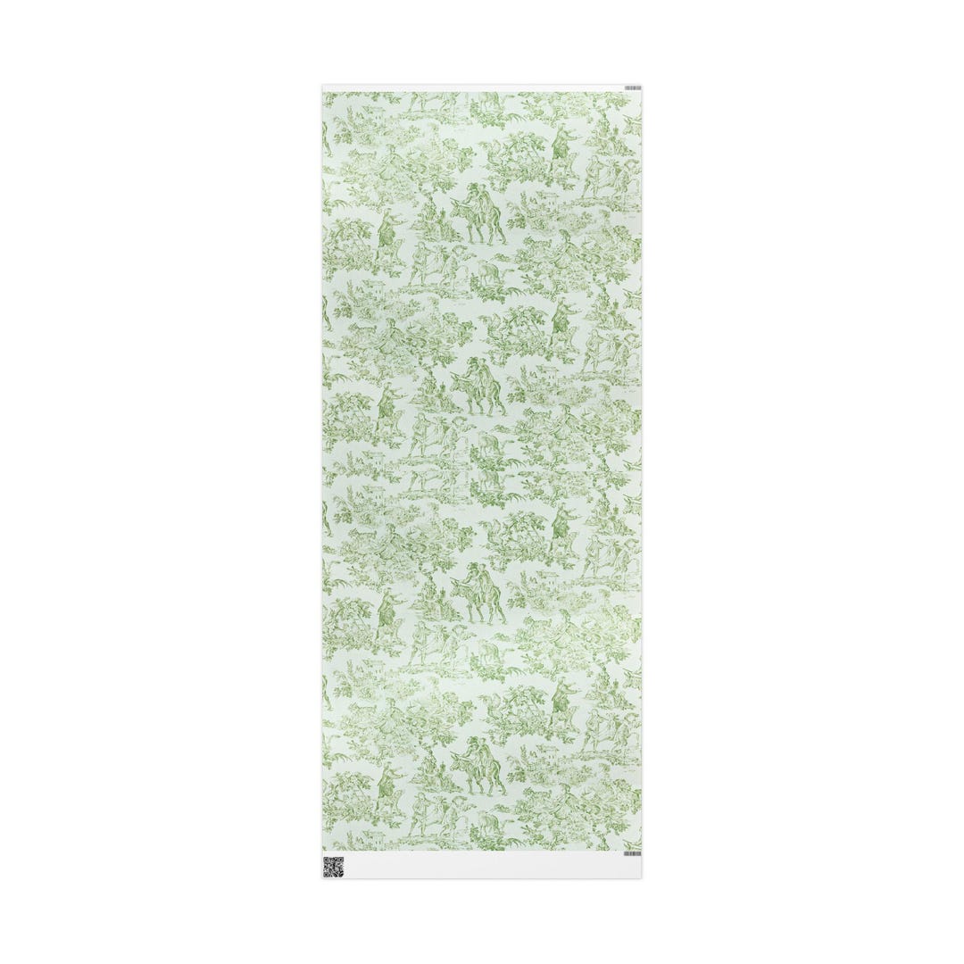 Green Toile Vintage Wrapping Paper, Grand Millennial, Green Wrapping ...
