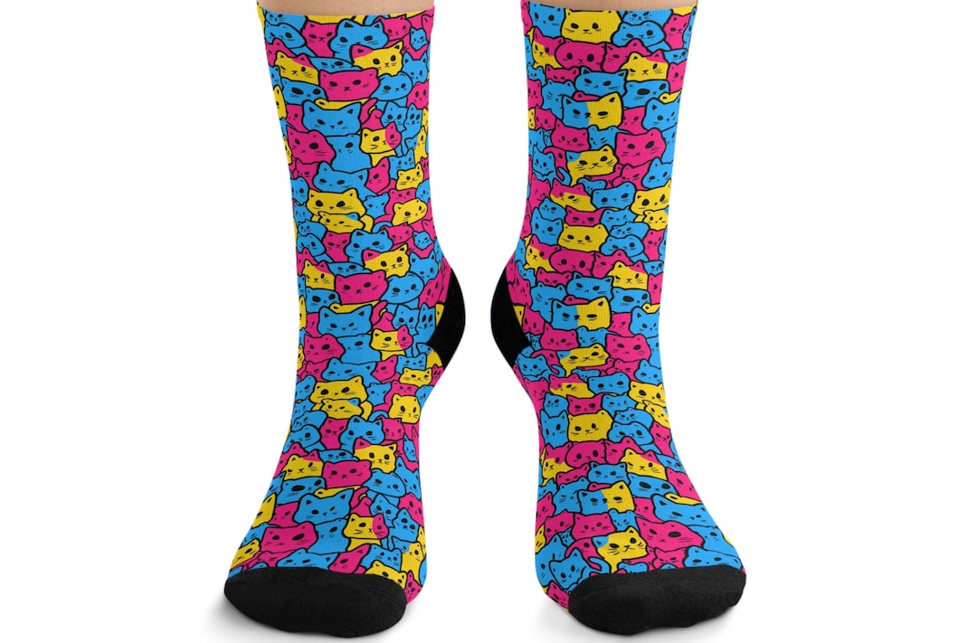 Pansexual Pride Cute Cats Kawaii Pan Pride Kitties DTG Socks - Etsy