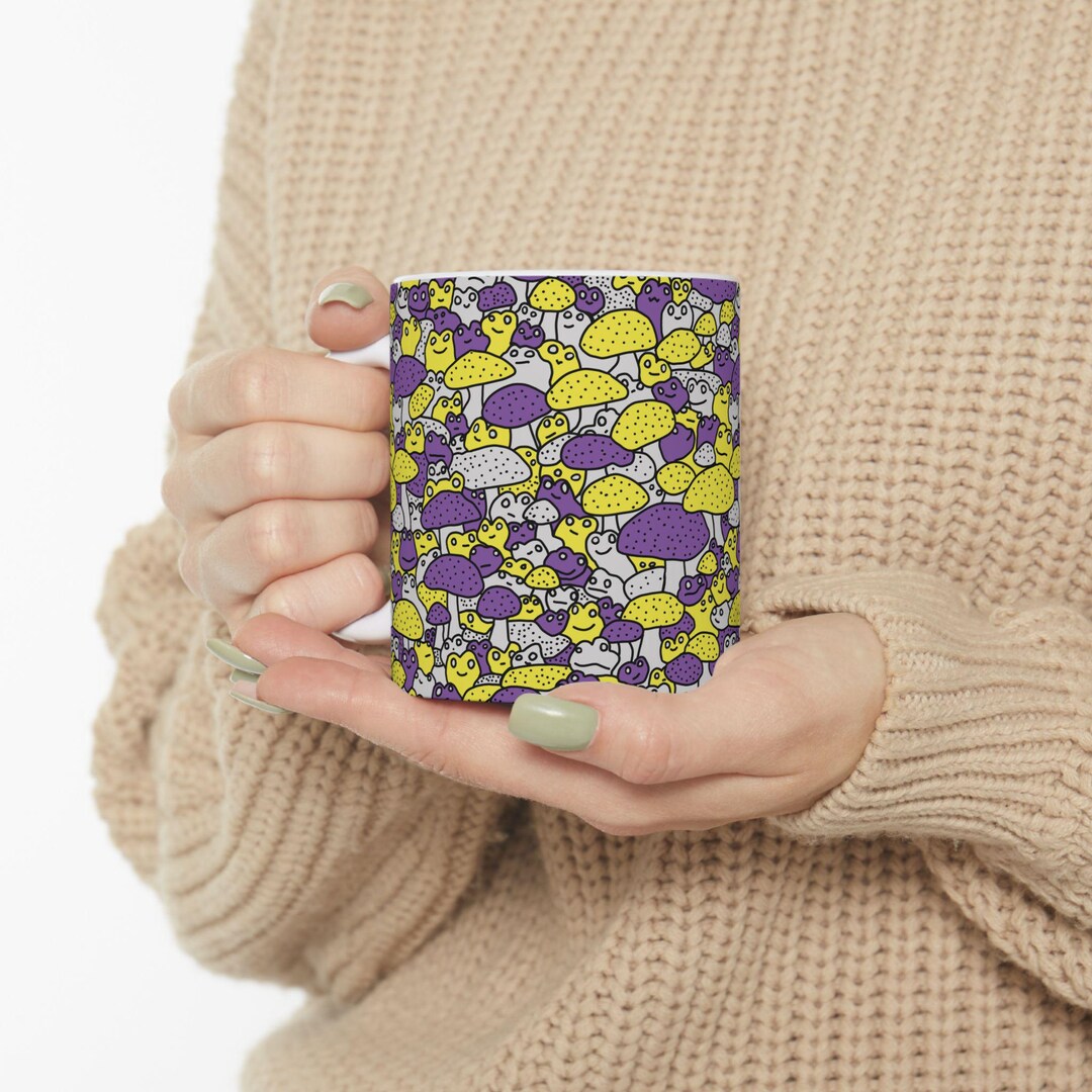 Non-binary Pride Frogs and Mushrooms Mug | Enby Pride Coffee Cup - Etsy