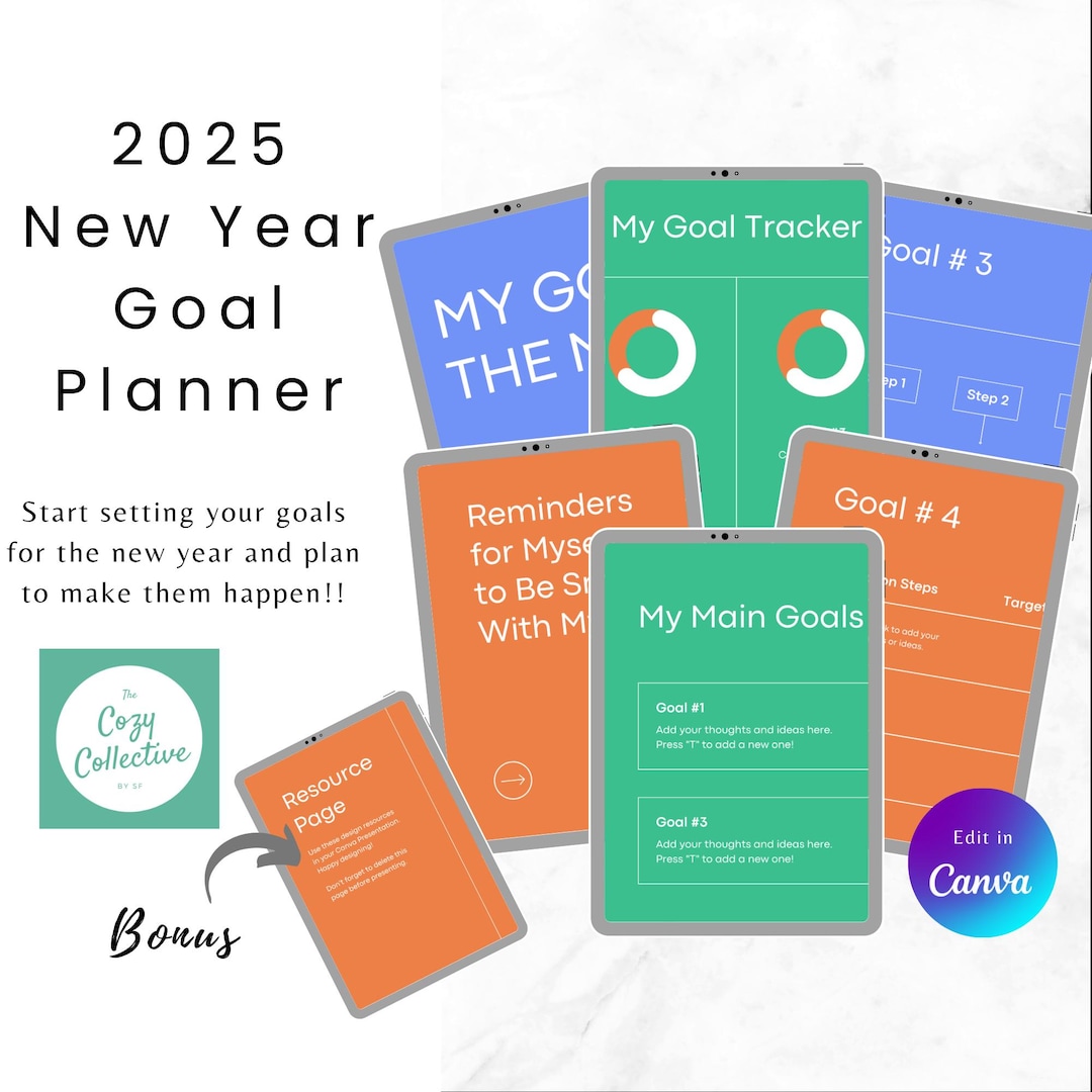 2025 New Year Goals Planner Printable Goal Setting Journal Monthly ...