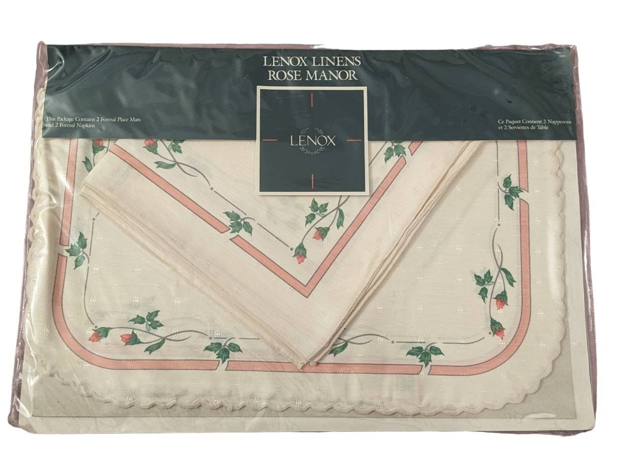 Vintage 1990s NIP Lenox Linens Rose Manor Table Runner, Placemats, and ...
