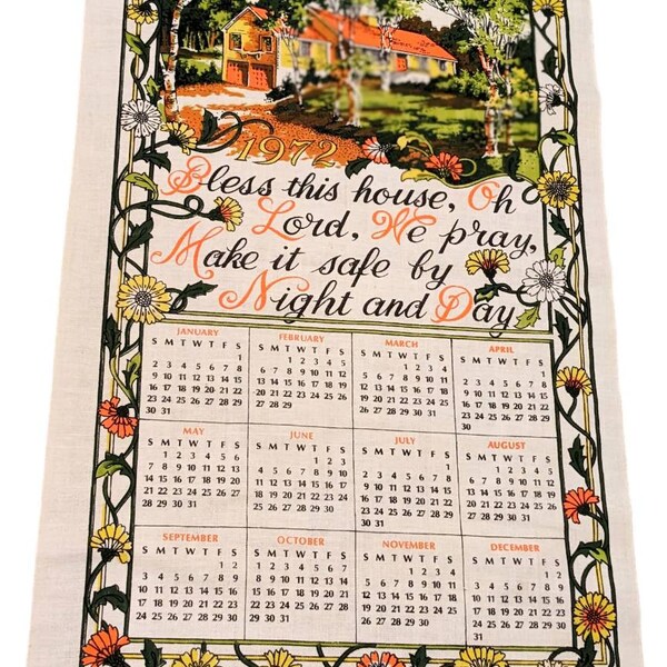 1972 Calendar - Etsy