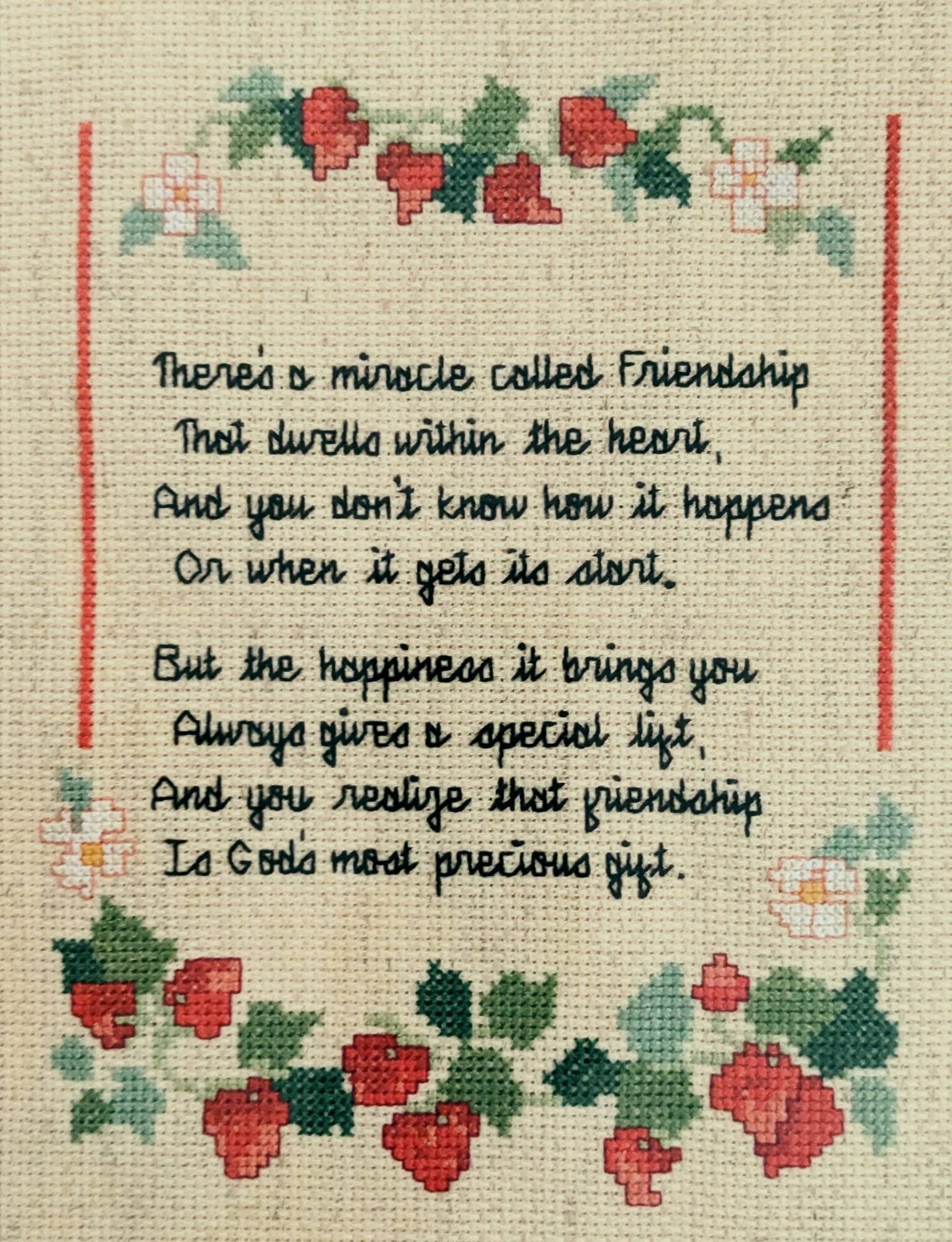 Vintage Framed Complete Cross Stitch With Strawberries and Flowers ...