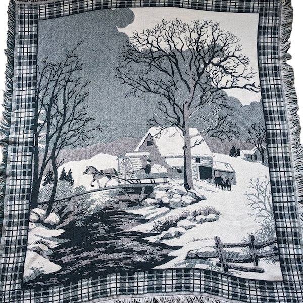 Country Scene Tapestry Fabric - Etsy