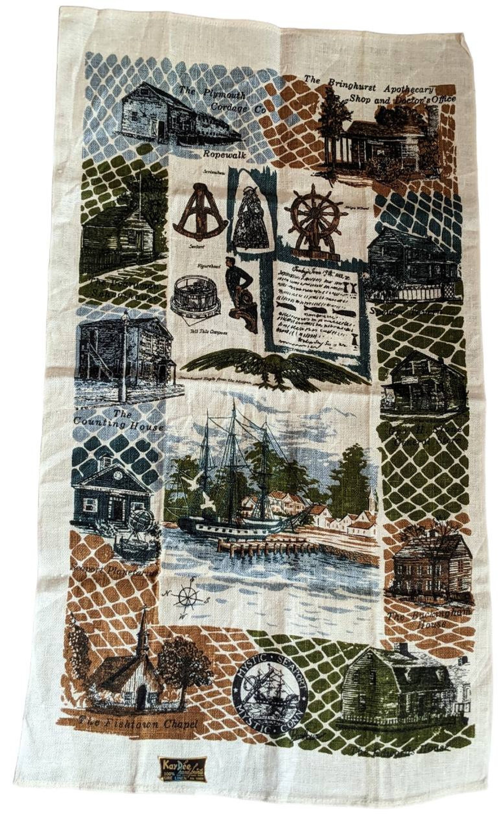Vintage Kay Dee Hand Prints Souvenir Tea Towel, Collectible Linen ...