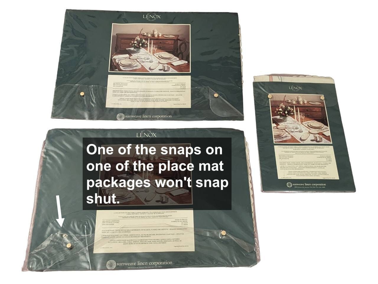 Vintage 1990s NIP Lenox Linens Rose Manor Table Runner, Placemats, and ...