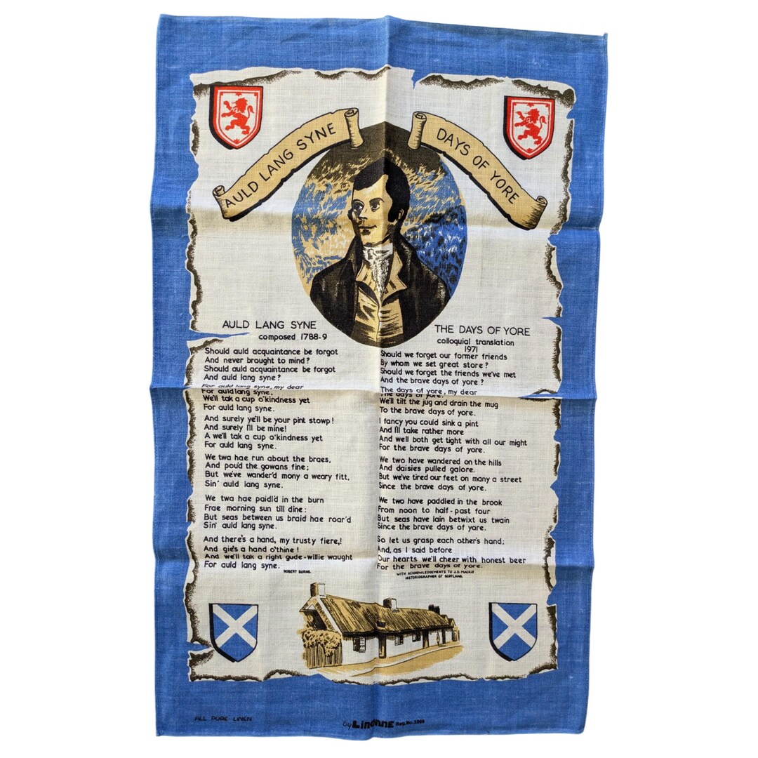 Vintage Auld Lang Syne Days of Yore Linanne Souvenir Linen Tea Towel - Etsy