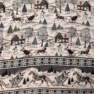 Vintage Outdoor Winter Country Town Scene Tapestry Fabric Throw, Crown ...