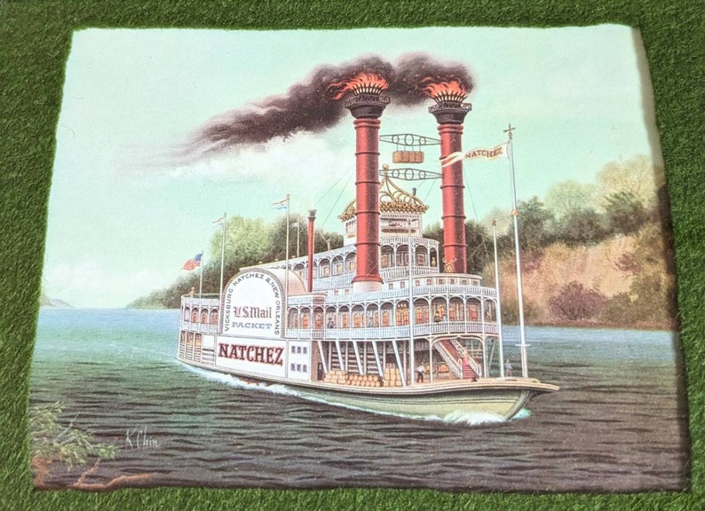 Vintage Framed K Chin Natchez Steam Boat Litho Print, New Orleans US ...