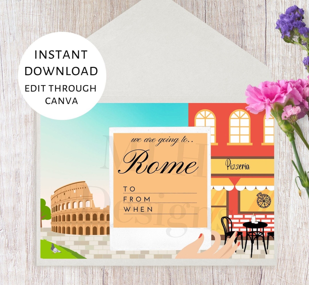 Rome City Break Gift Voucher Template, Personalised Gift Voucher ...