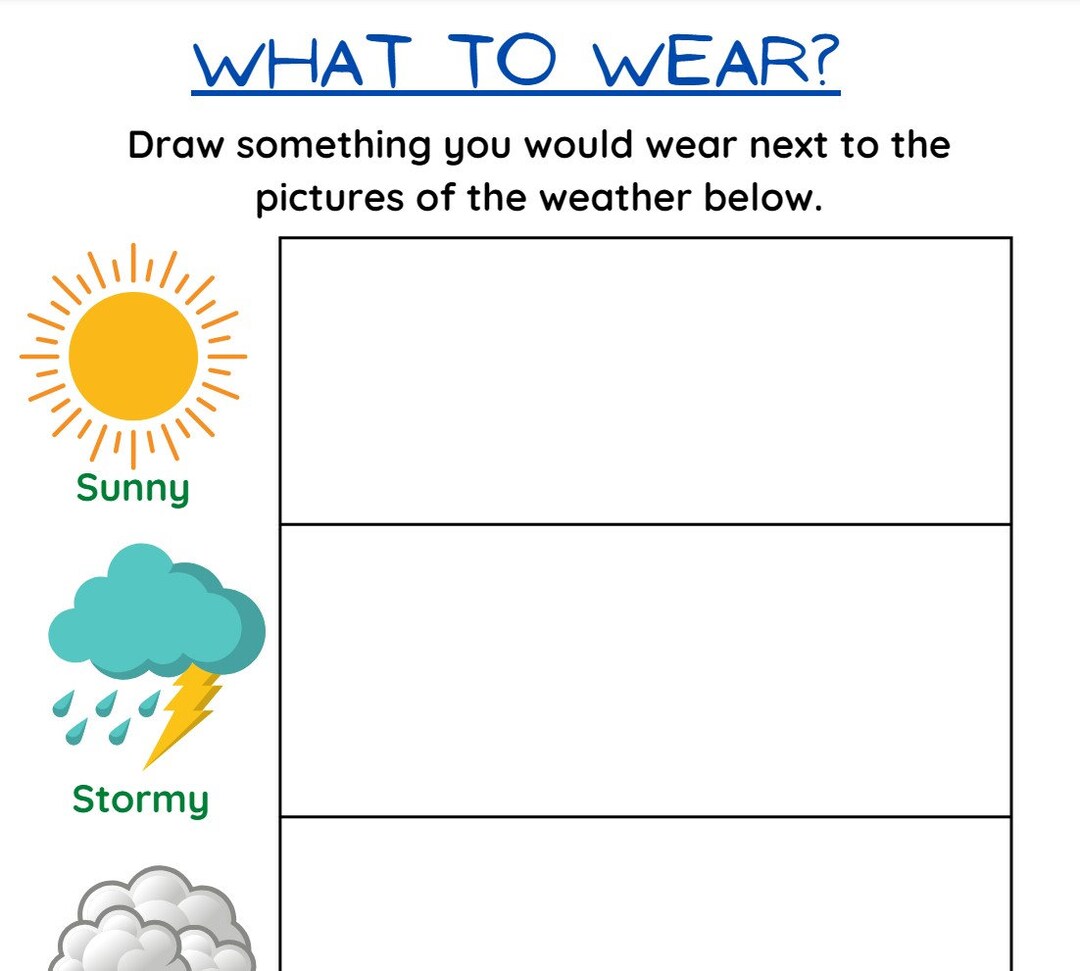 What to Wear for the Weather Worksheet - Etsy