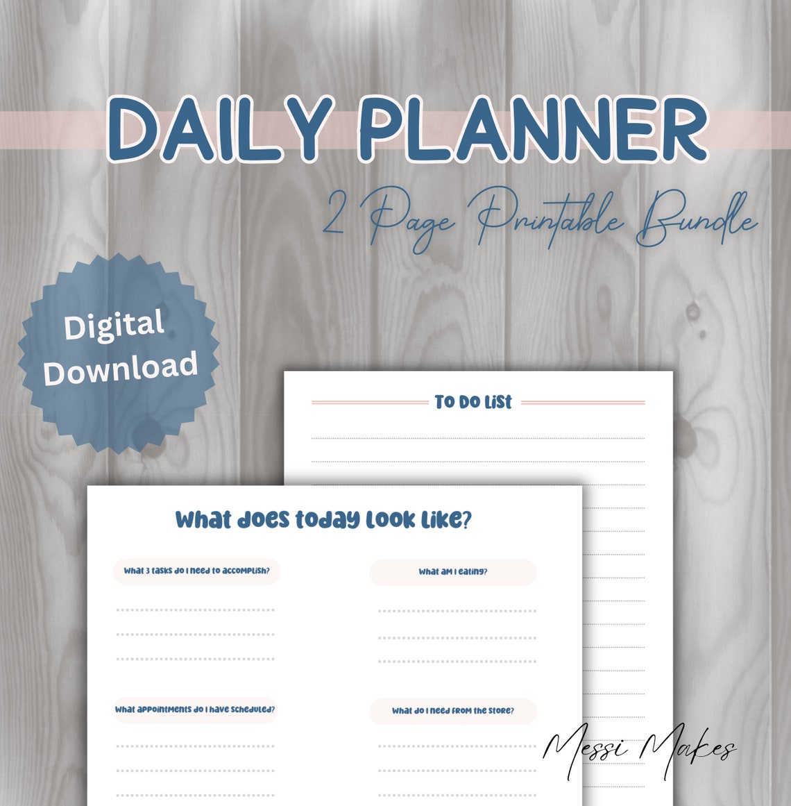 Daily Planner With Grocery Shopping List Printable, Weekly Meal Planner ...